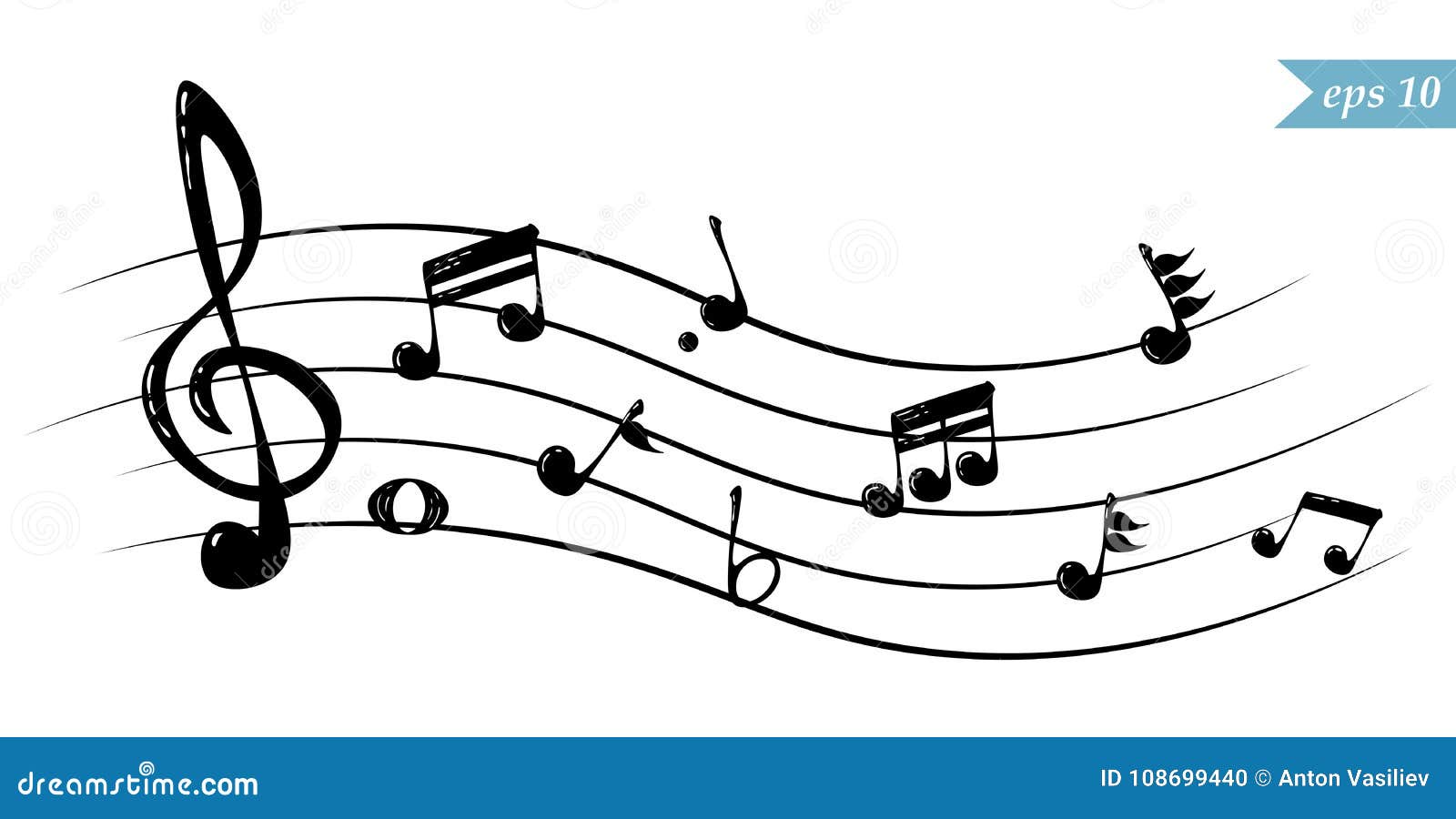 Realistic Flowing Musical Notes, Vector Illustration Stock Vector ...