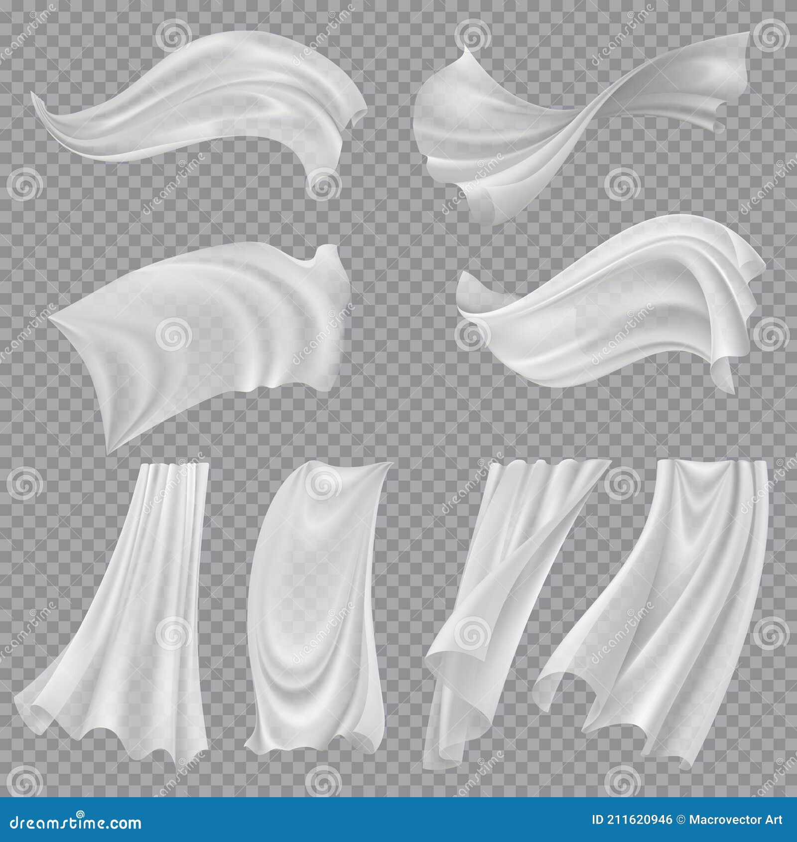 Realistic Fluttering Cloths Transparent Background Stock Vector ...