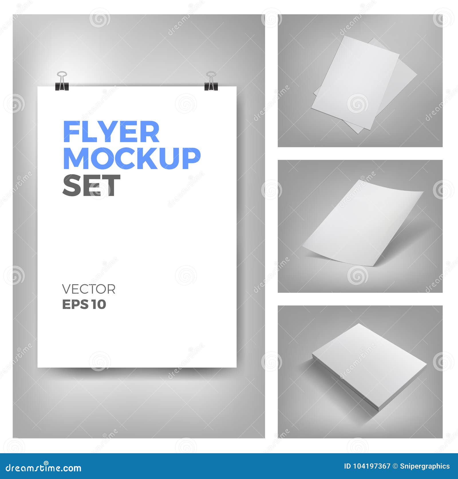 Realistic Flyer Mockup Set Vector Stock Vector - Illustration of ...