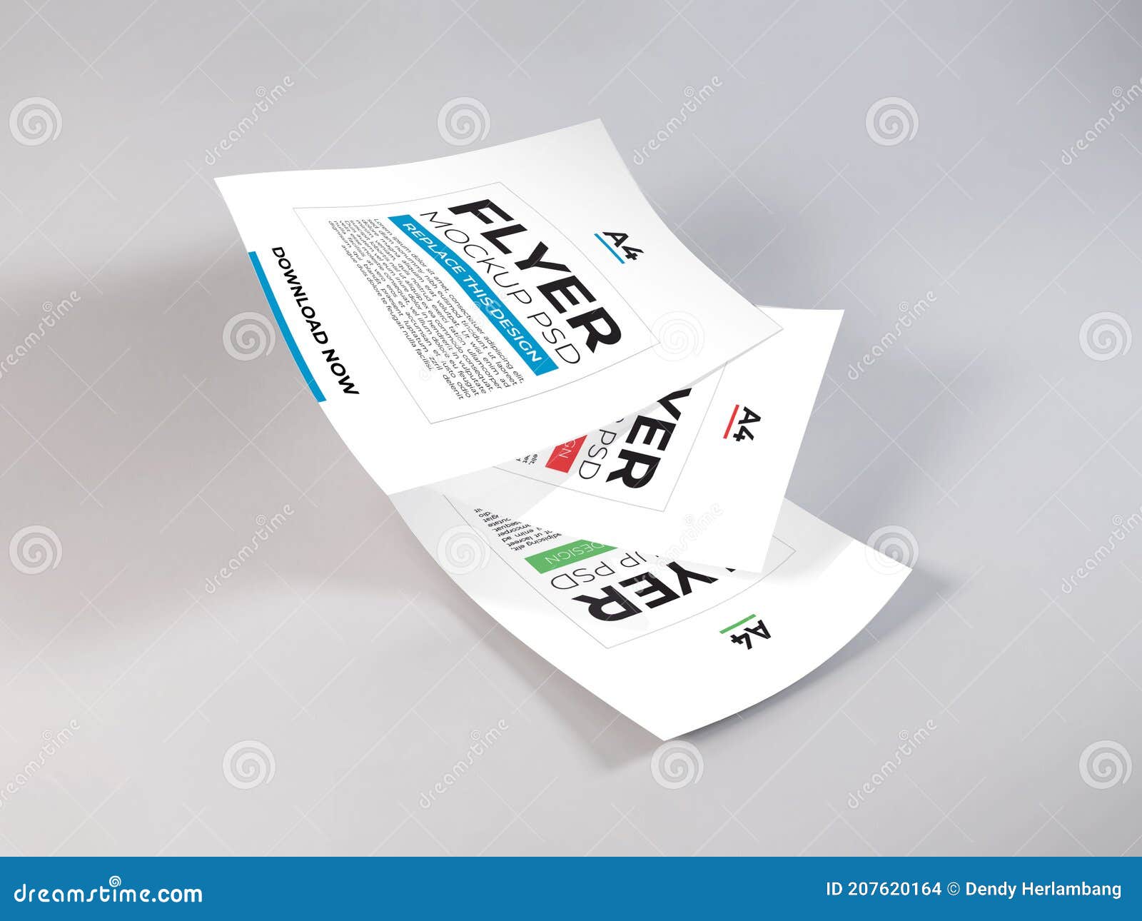 Realistic A4 Flyer Mockup Template Scene Stock Illustration ...