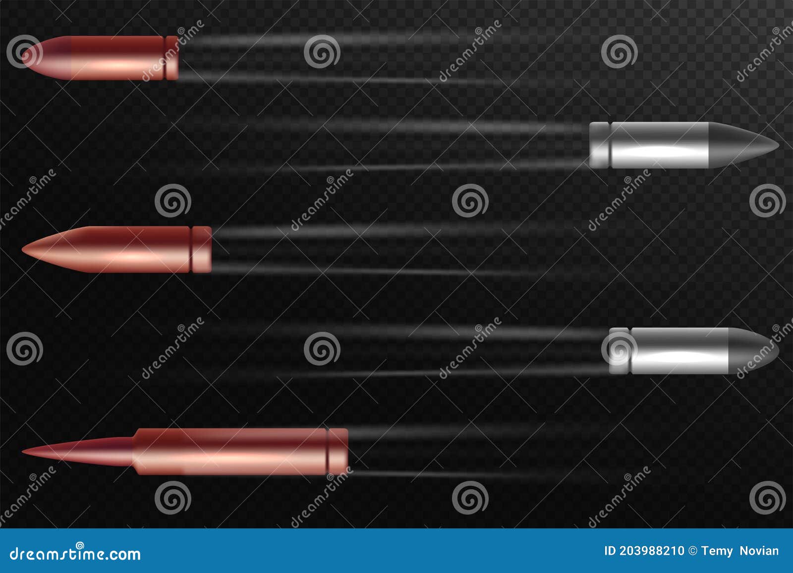 Realistic Flying Bullet Isolated on Transparent Background Stock Vector ...