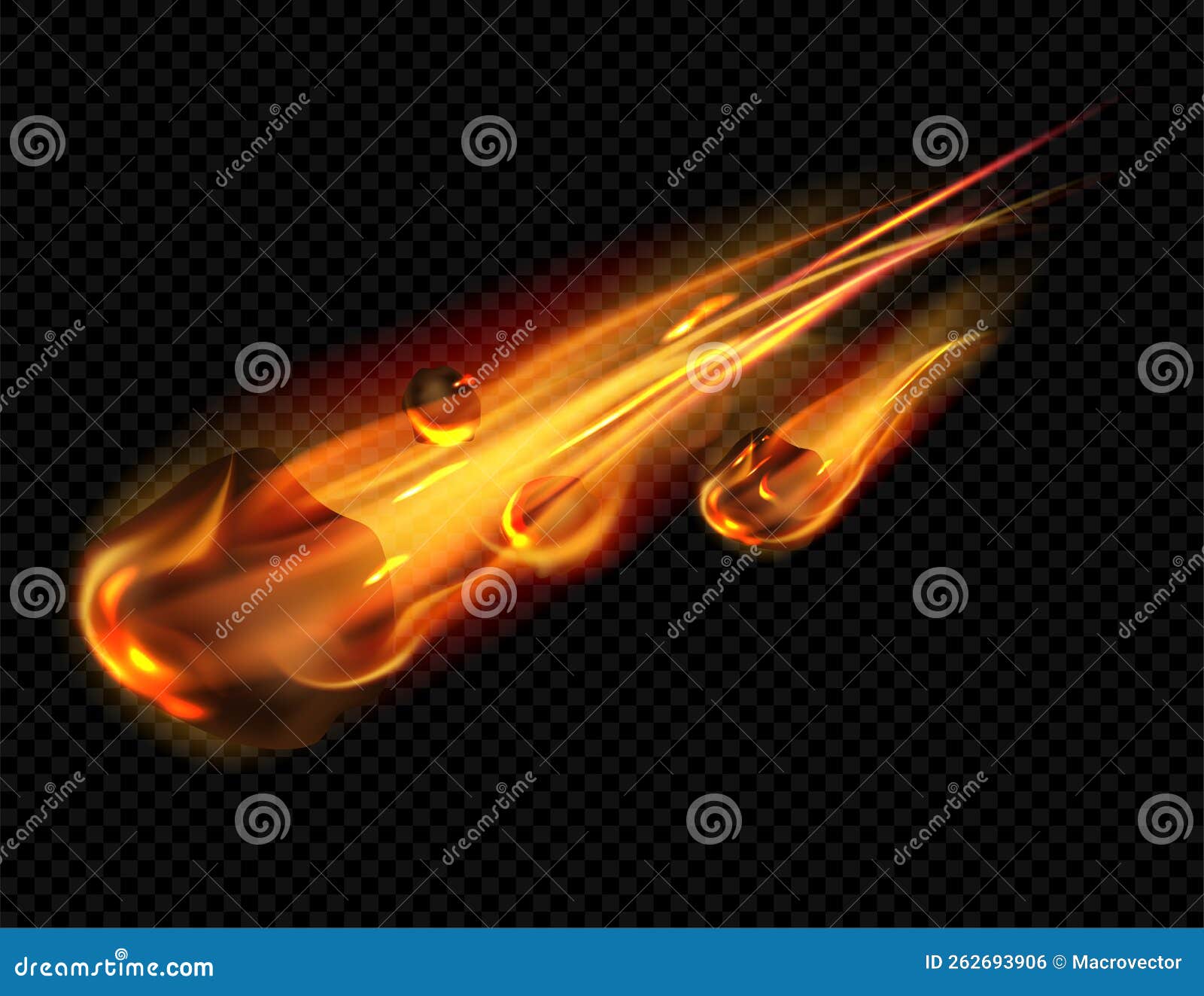 Realistic Flying Comet Composition Stock Vector - Illustration of flame ...