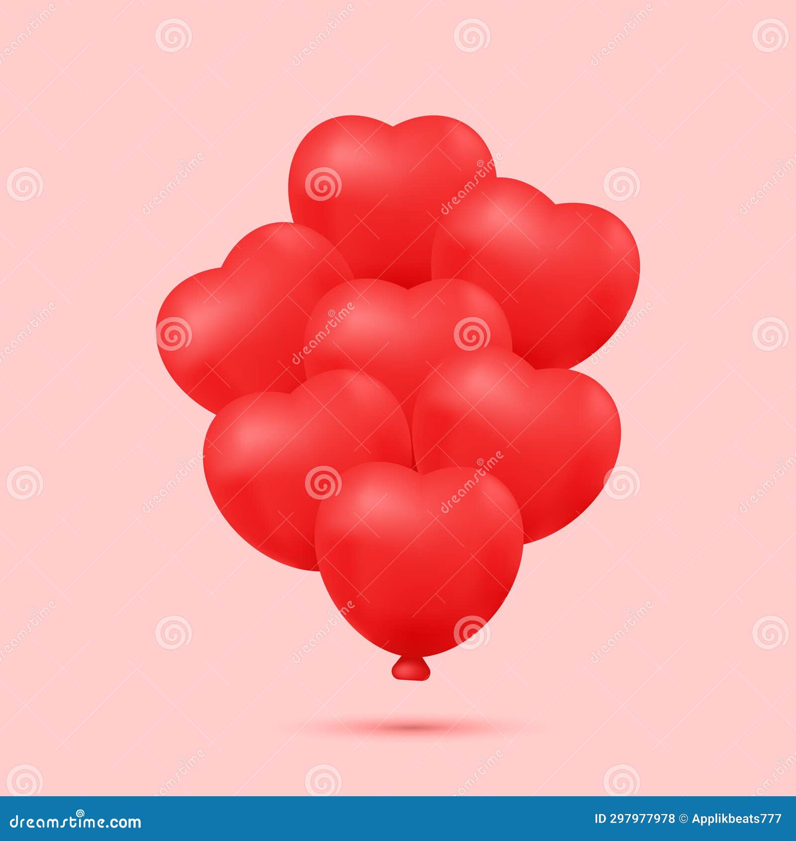 Realistic Flying Love Shaped Balloon Vector Illustration Stock ...