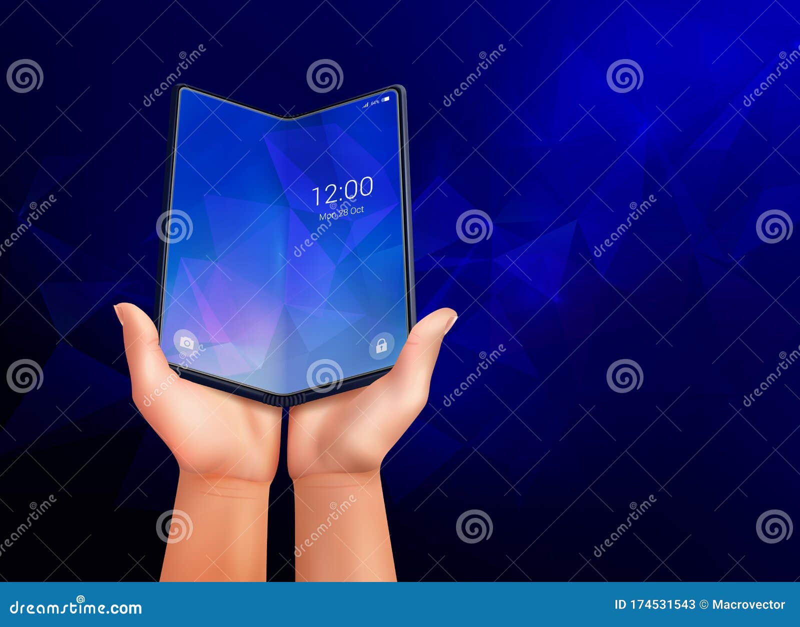 New Foldable Smartphone Concept, Prototype With Advertisment Background ...