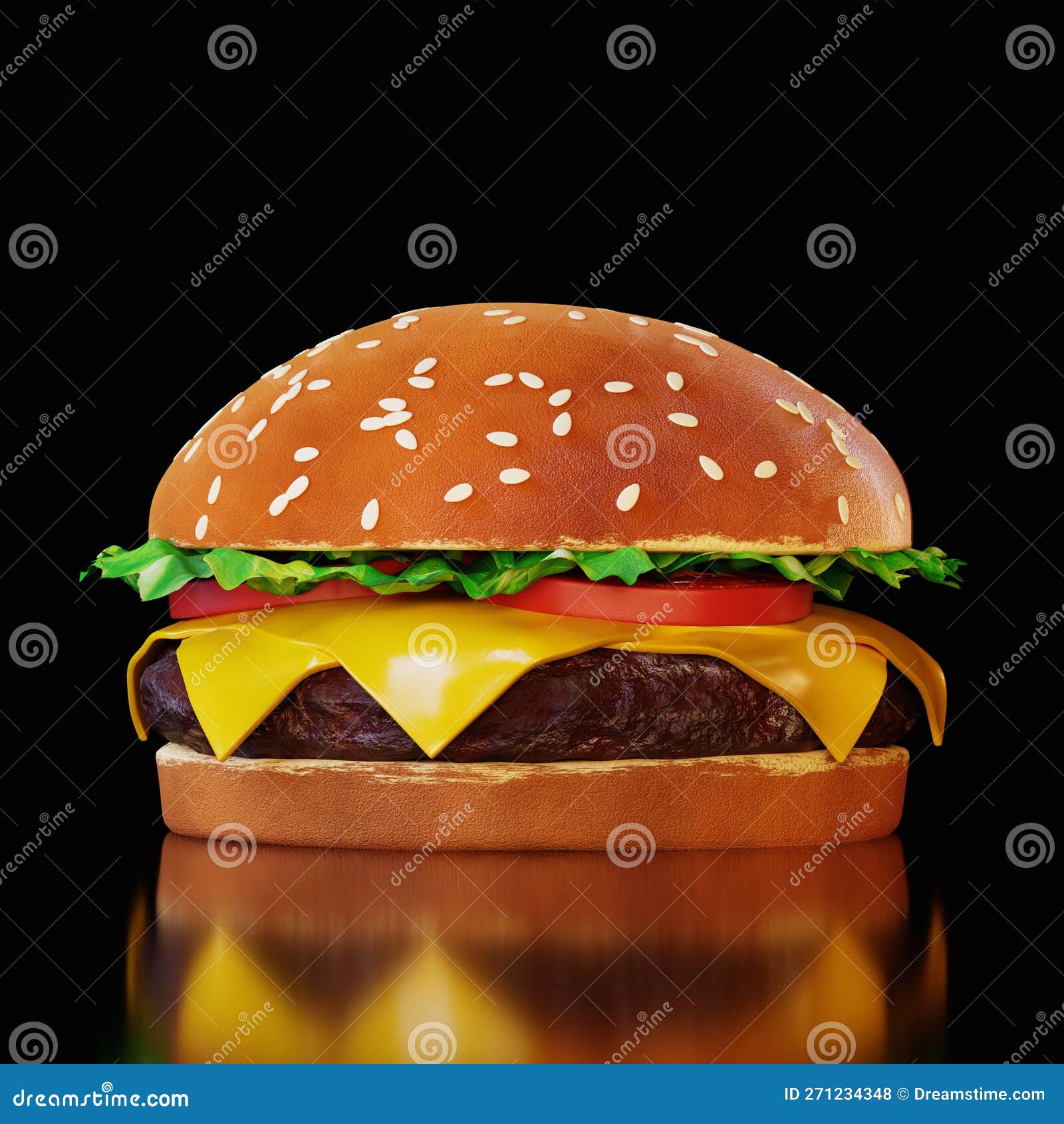 Realistic Food. Classic Burger Stock Illustration - Illustration of ...