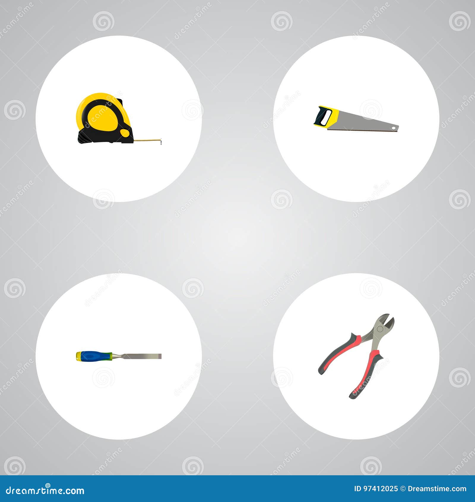 Realistic Forceps, Hacksaw, Chisel and Other Vector Elements. Set of ...