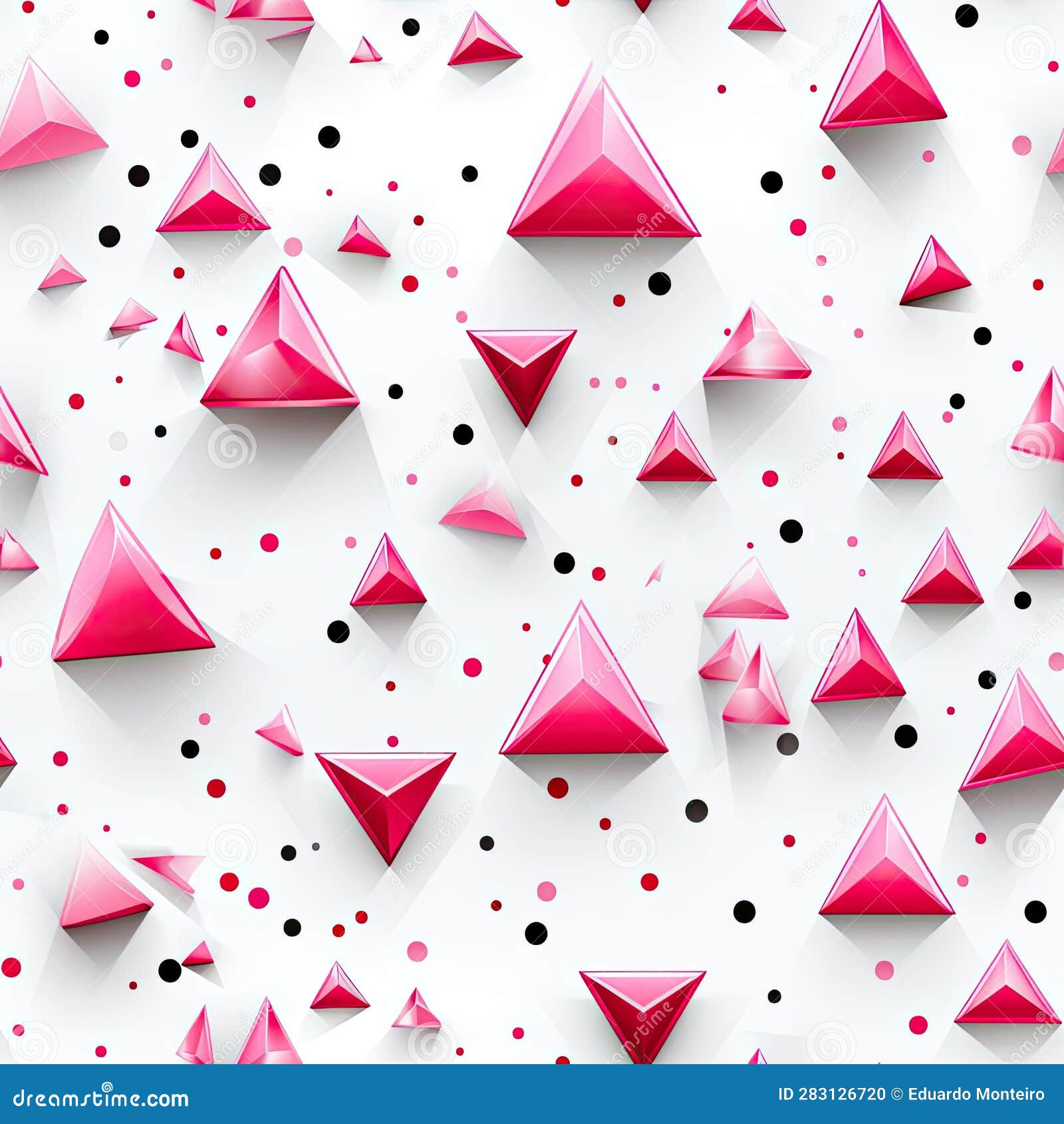 Realistic Forms with Pink Triangles on Icy White Background (tiled ...