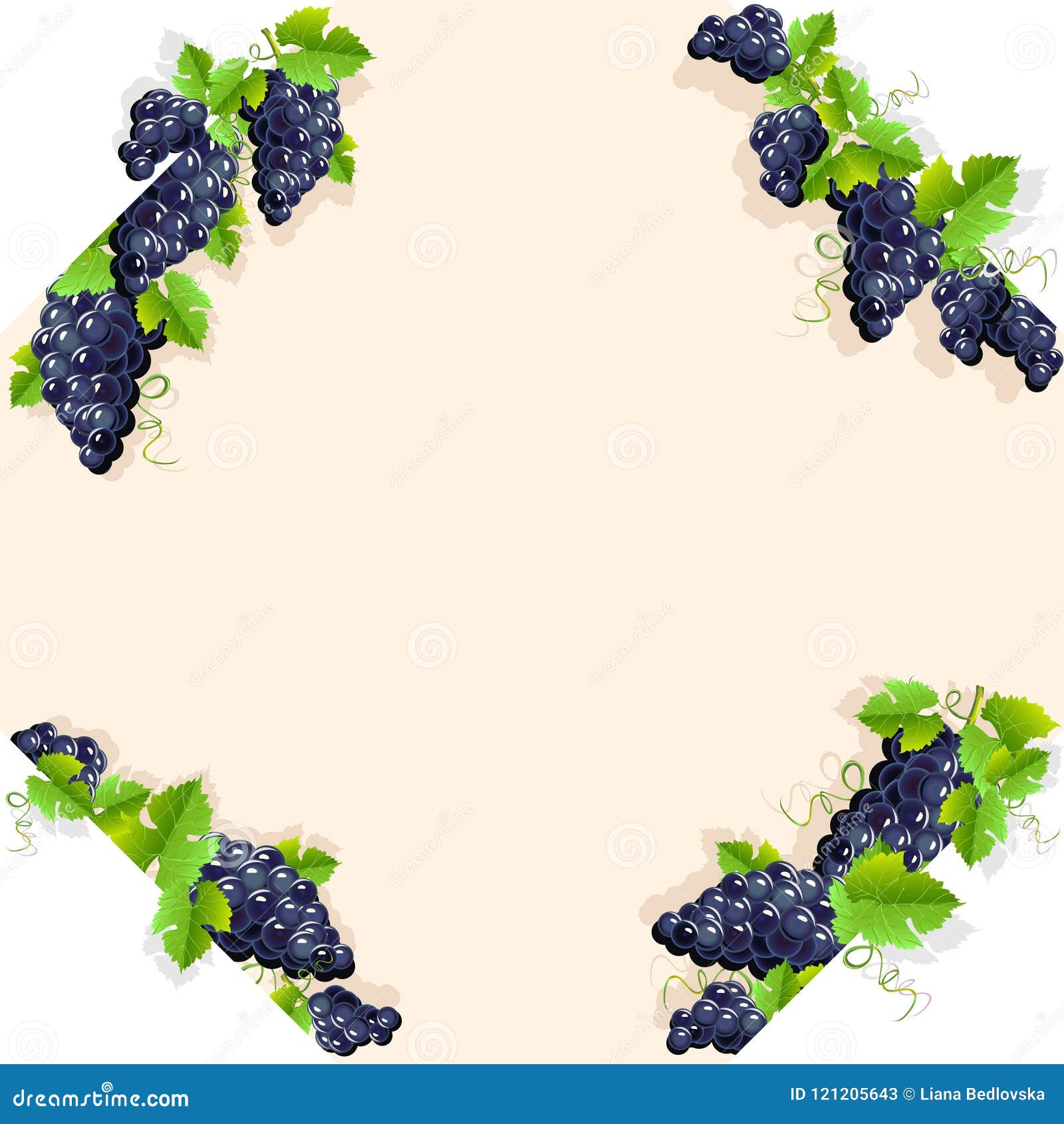 A Realistic Frame with Black Grapes Stock Vector - Illustration of ...