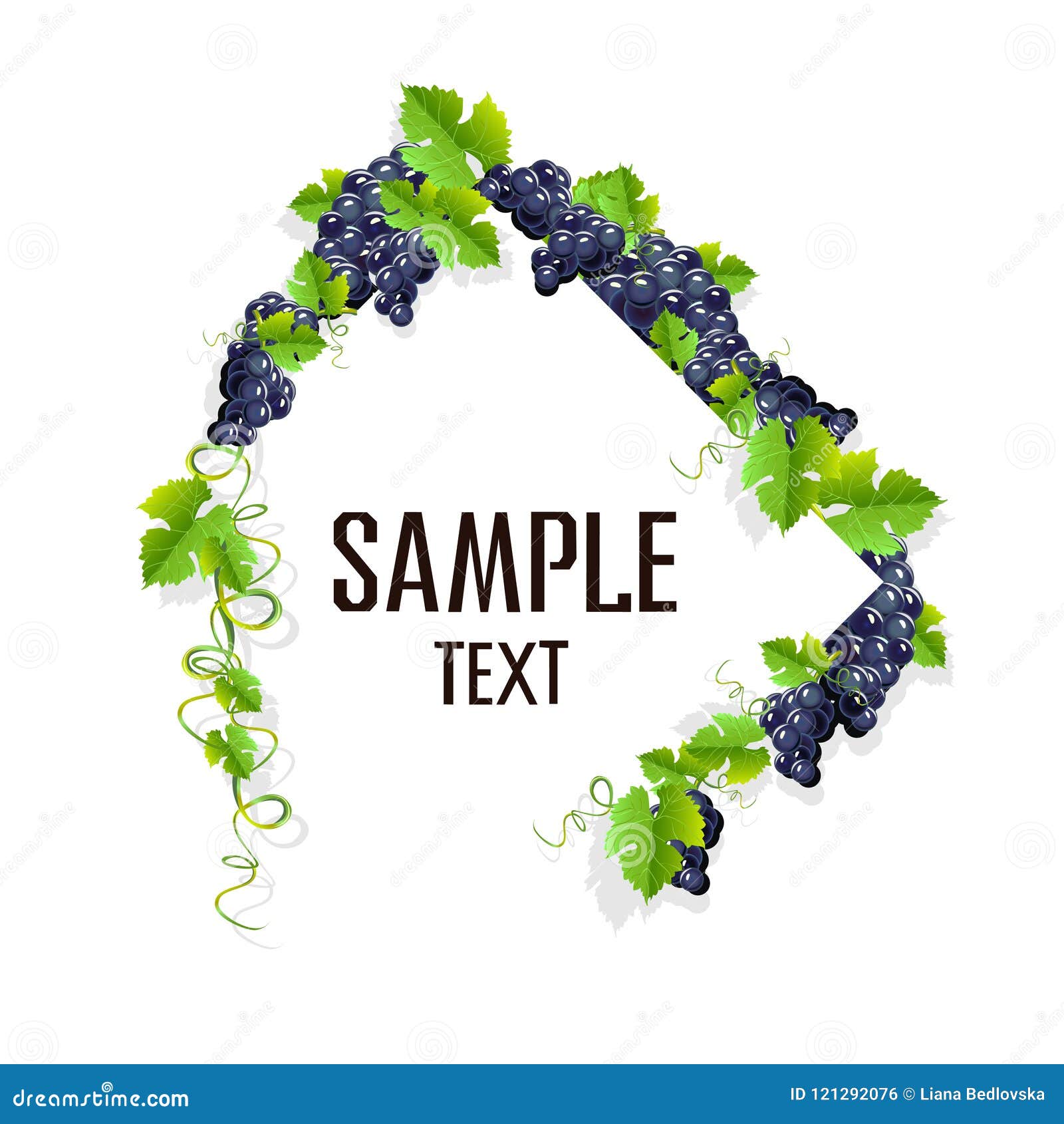 A Realistic Frame with Black Grapes Stock Vector - Illustration of ...