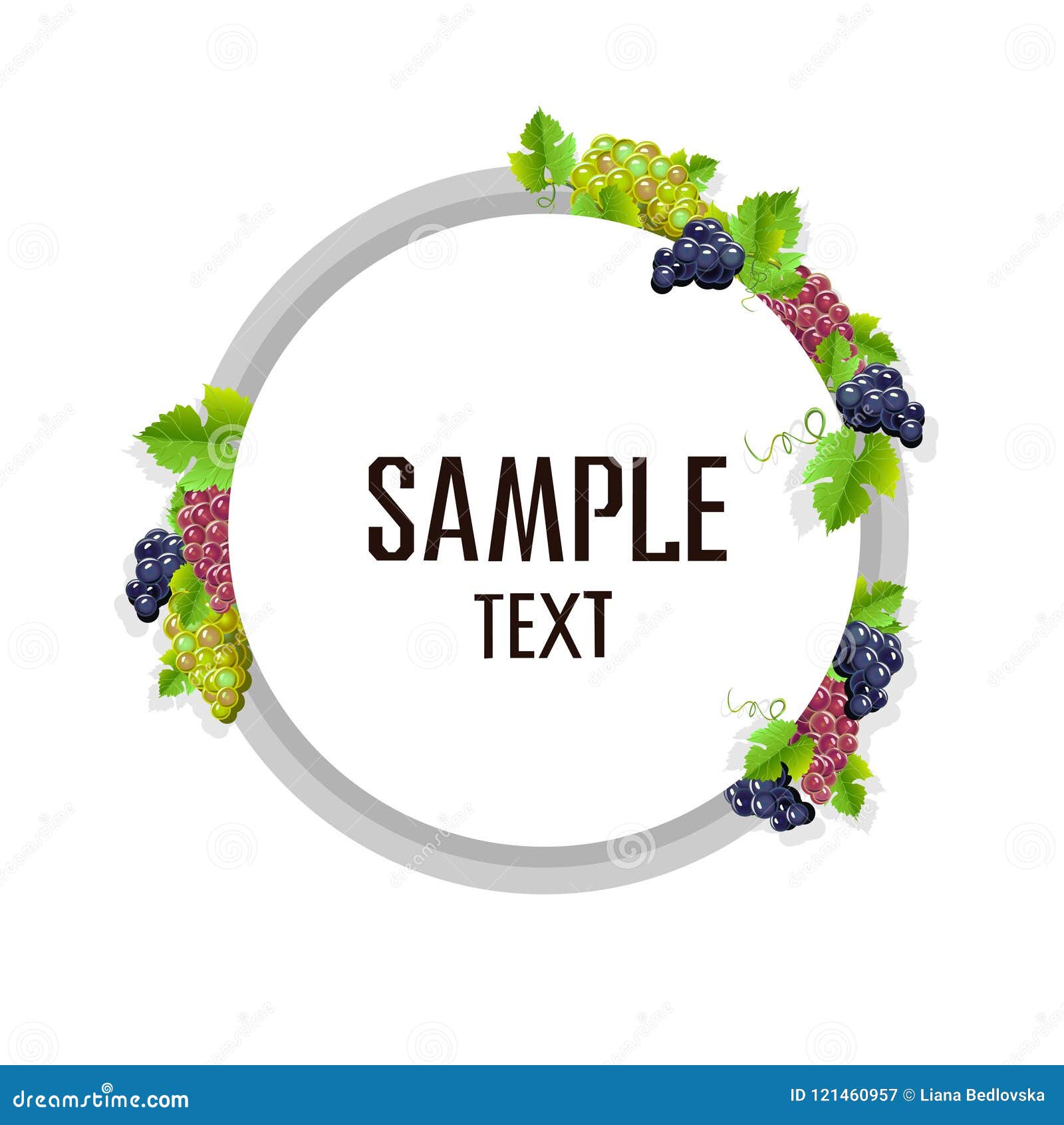 A Realistic Frame with Black Grapes Stock Vector - Illustration of ...