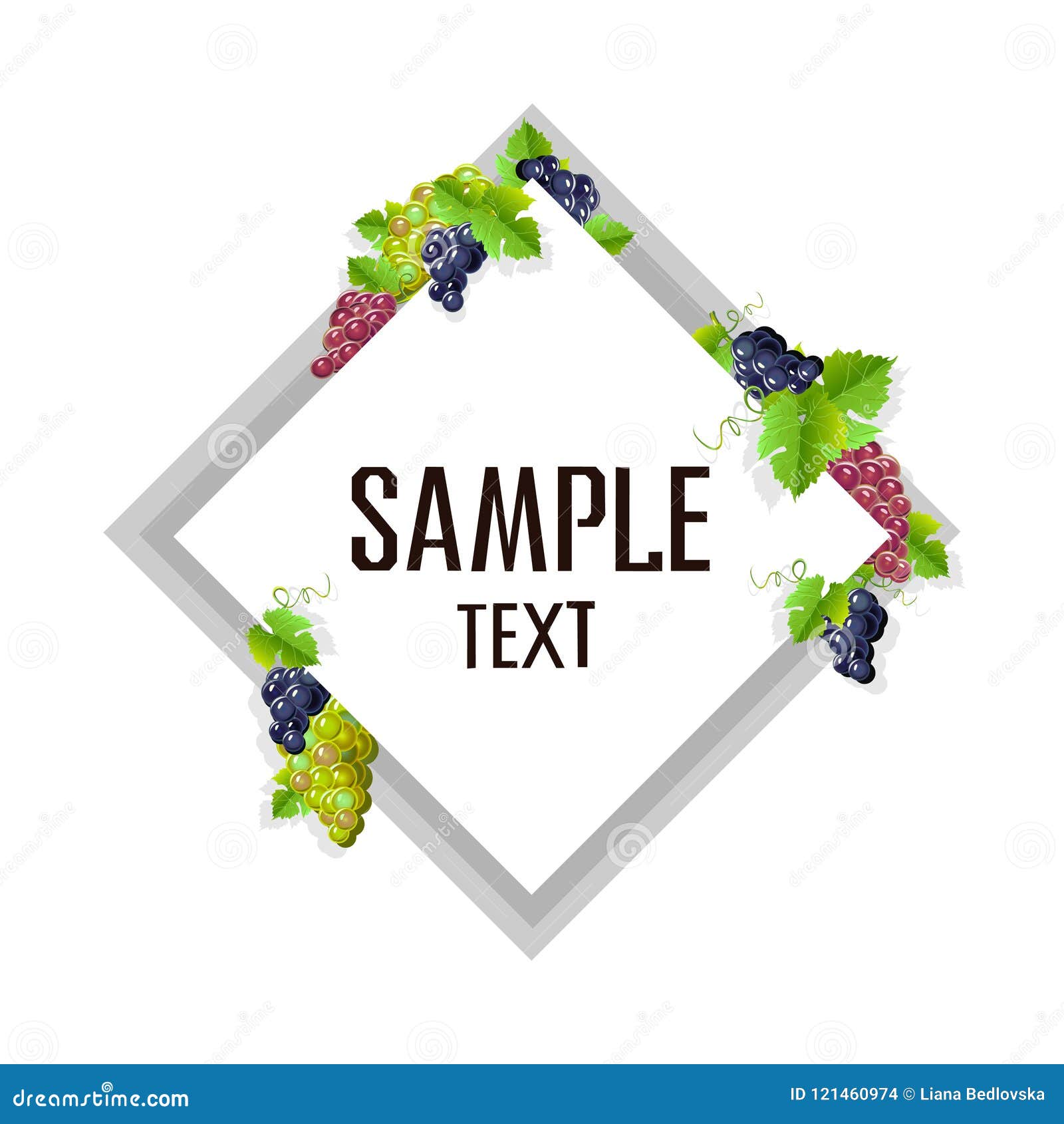 A Realistic Frame with Black Grapes Stock Vector - Illustration of ...
