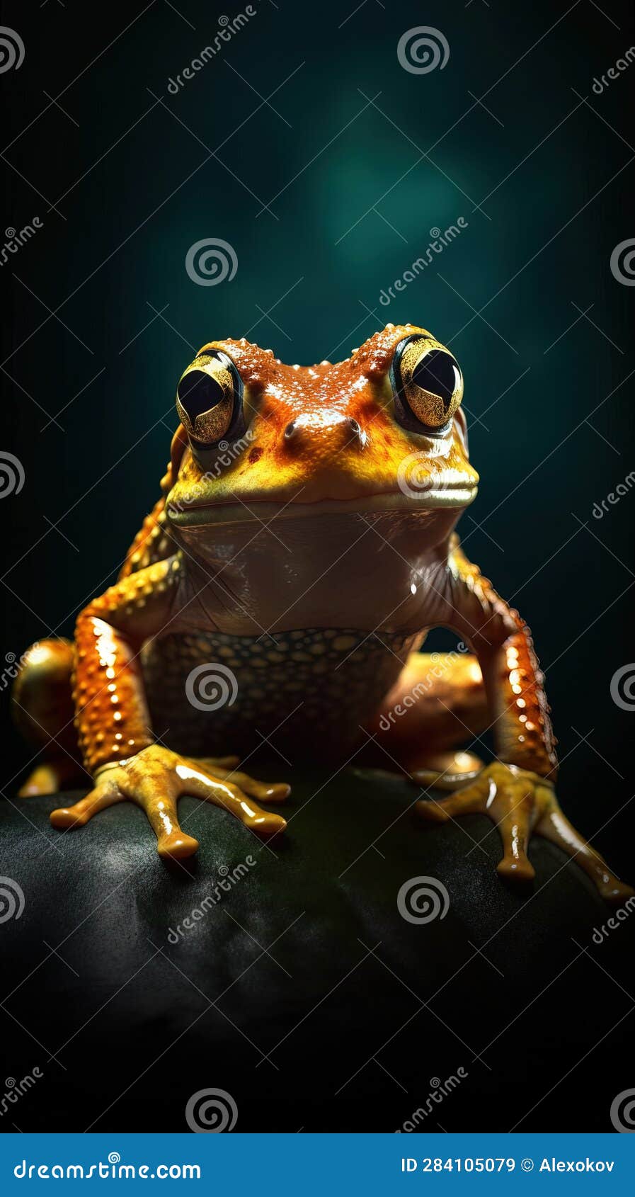 Realistic Frog on Dark Background. Stock Illustration - Illustration of ...