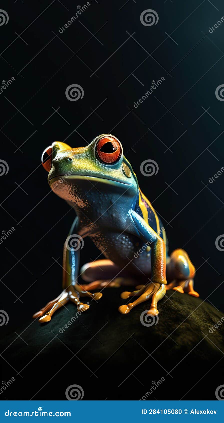 Realistic Frog on Dark Background. Stock Illustration - Illustration of ...
