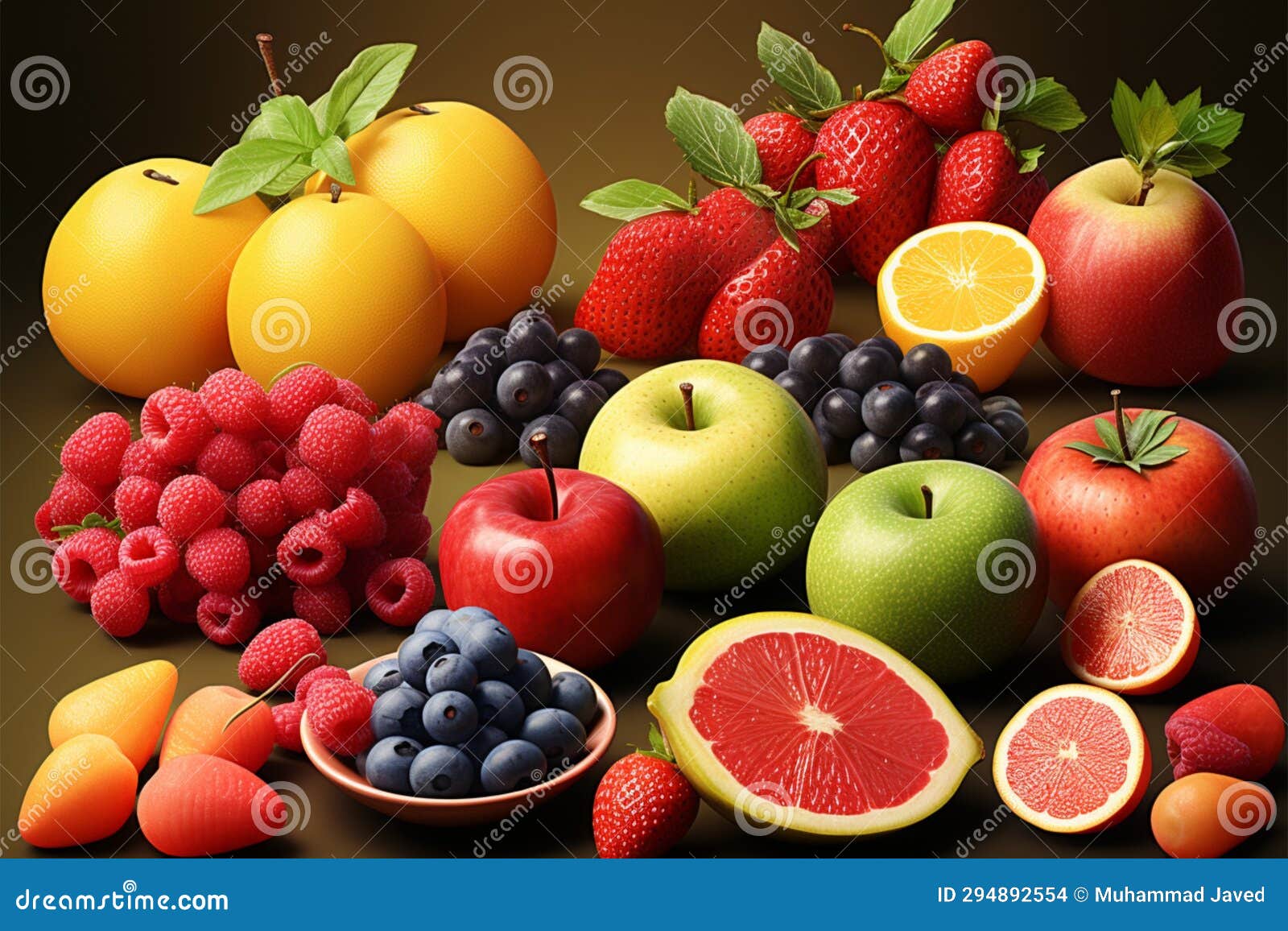 Realistic Fruit Illustrations, Embodying a Theme of Diverse Fruit Types ...