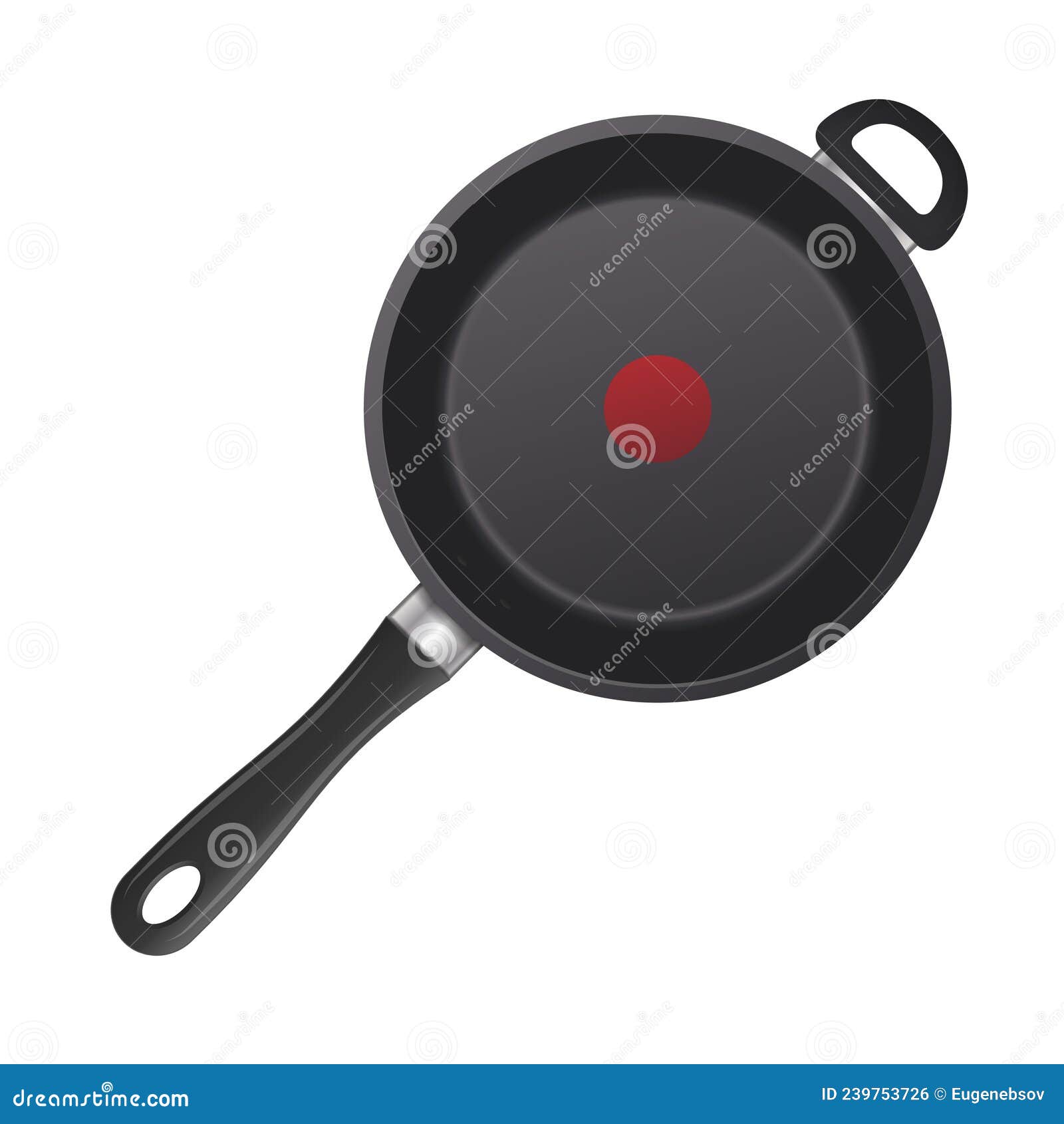 Realistic Frying Pan in Top View Isolated on White Background Stock ...