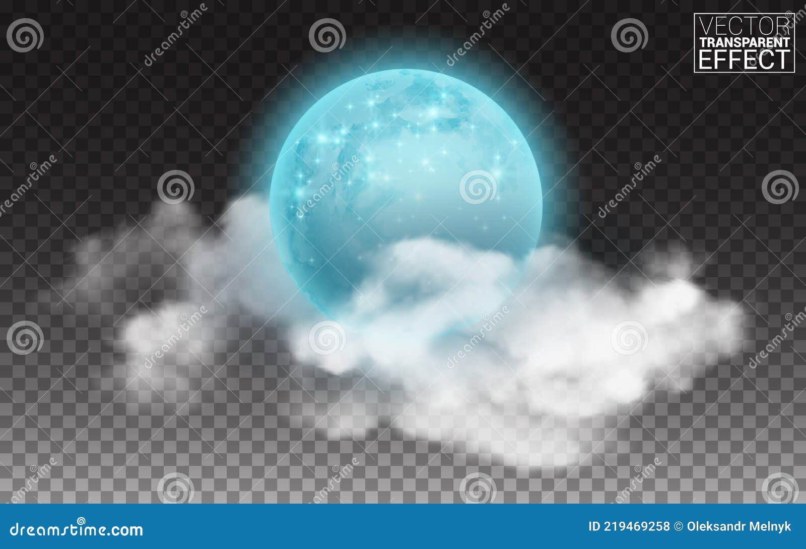 Realistic Full Blue Moon Isolated On Transparent. Vector Illustration ...
