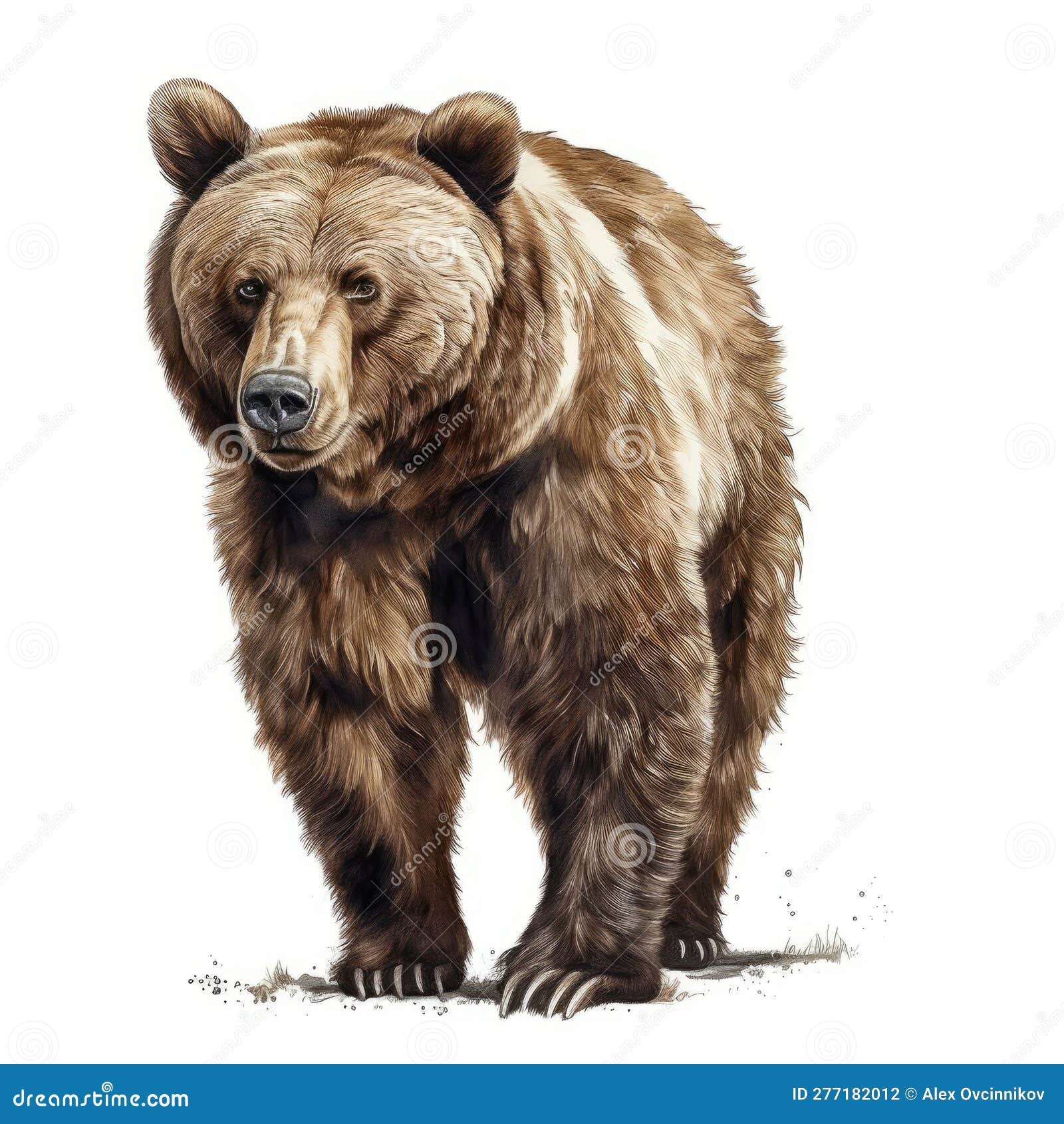 Realistic Full Body Bear on White Background for Invitations and ...