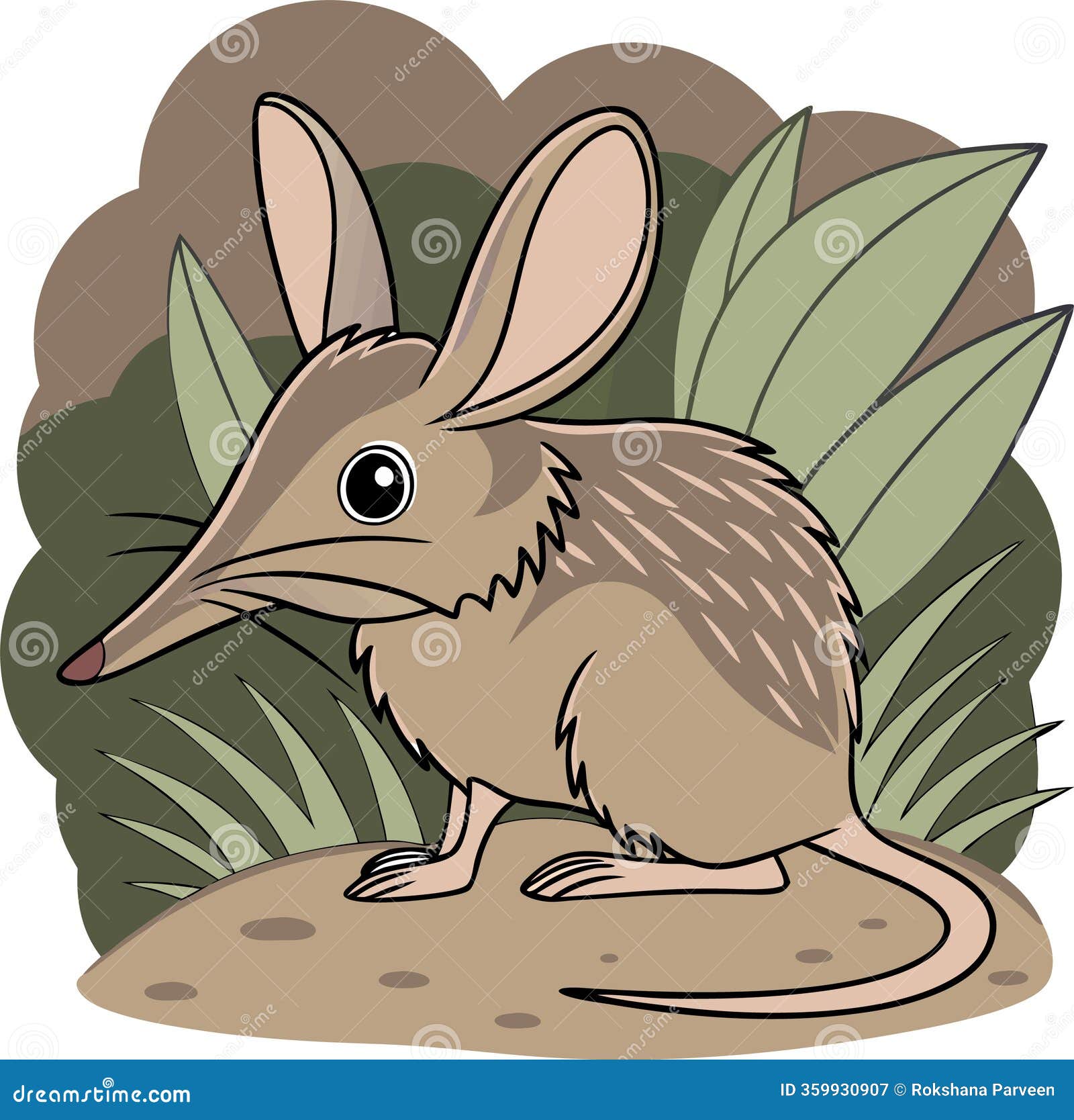 Elephant Shrew, Full Body Realistic Image Stock Illustration ...