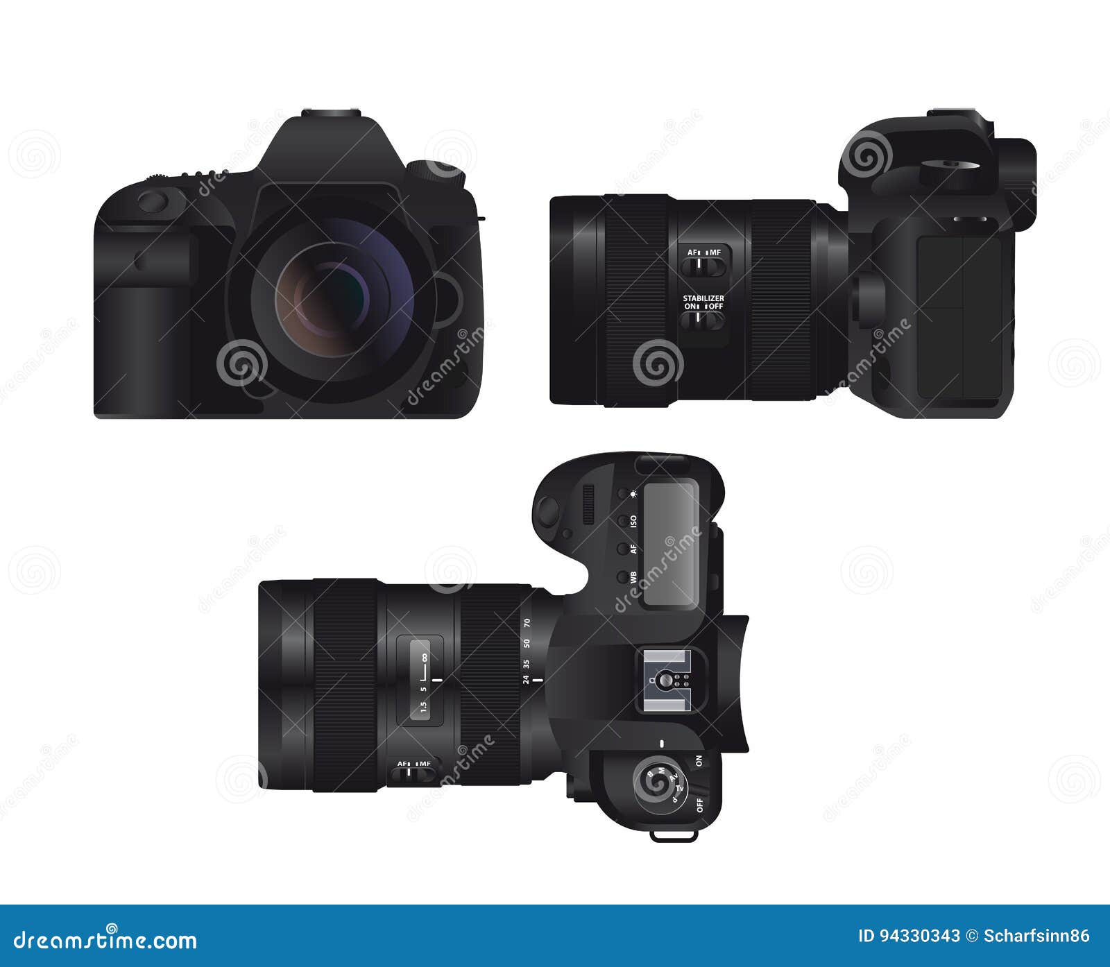 Realistic Full Frame Professional Photo Camera DSLR Stock Vector ...