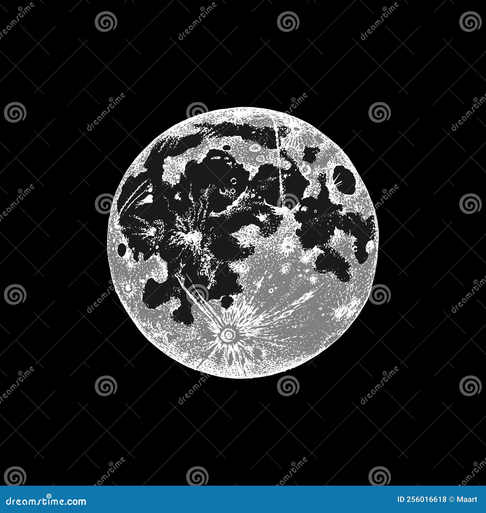 Realistic Full Moon on a Black Background. Stock Vector - Illustration ...