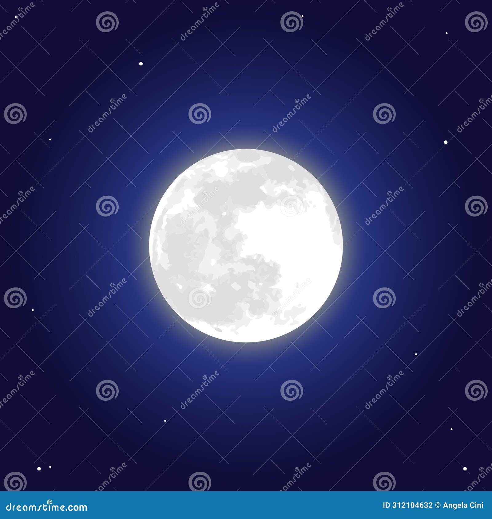 Realistic Full Moon Illustration on Night Sky Stock Vector ...
