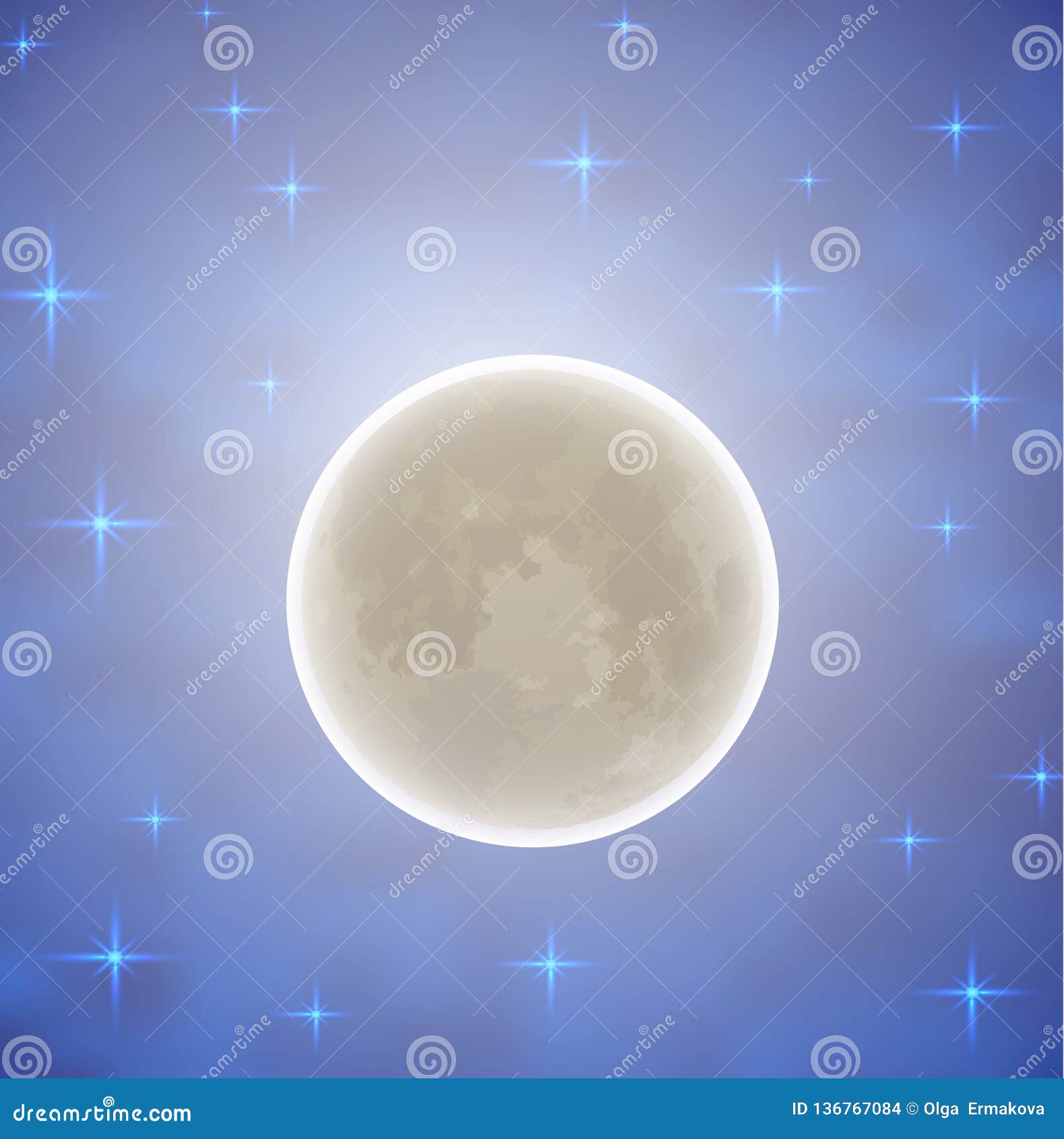 Realistic Full Moon. Moon in Space. Detailed Vector Illustration Stock ...