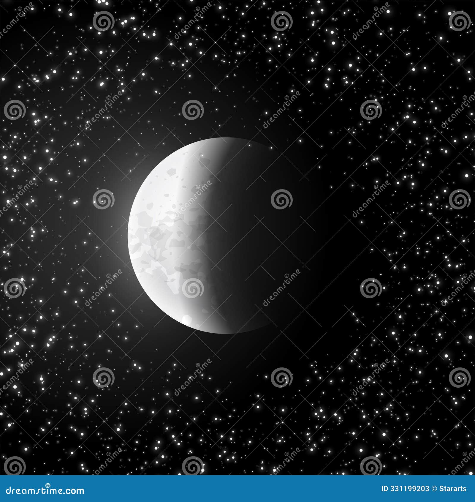 Realistic Full Moon And Star Nighttime Background Design Stock Photo ...