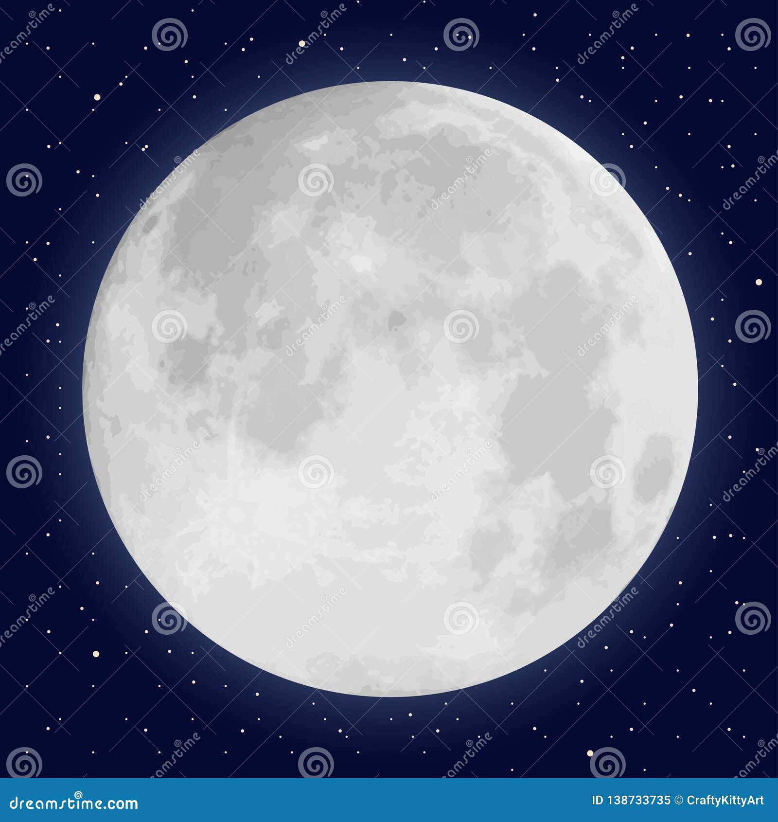 Realistic Full Moon and Stars Stock Vector - Illustration of bright ...