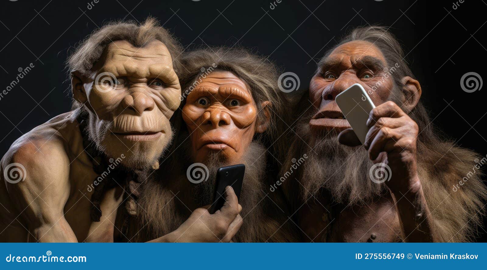 Neanderthals selfies stock illustration. Illustration of humanity ...