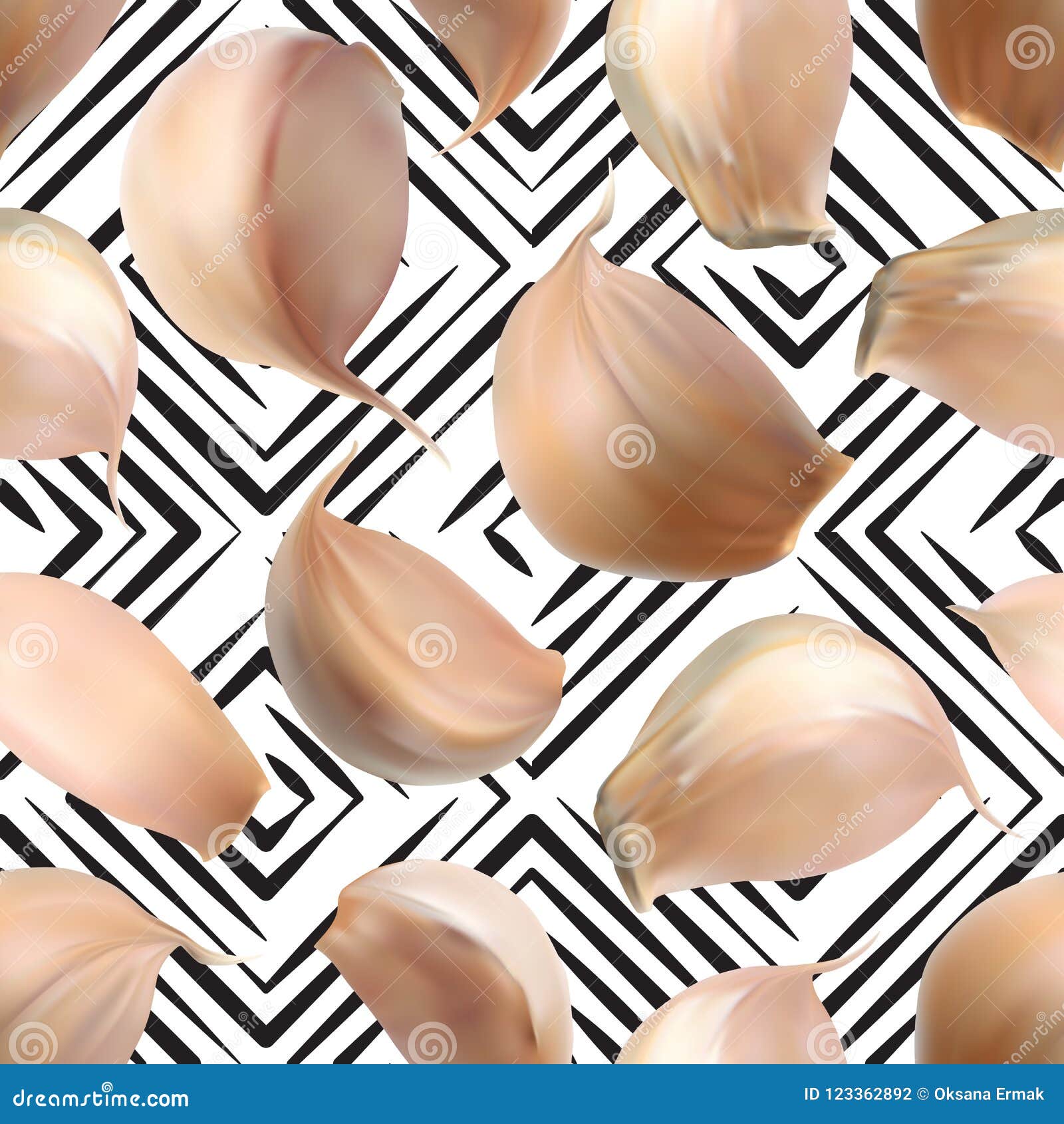 Realistic Garlic Seamless Pattern Stock Vector - Illustration of ...