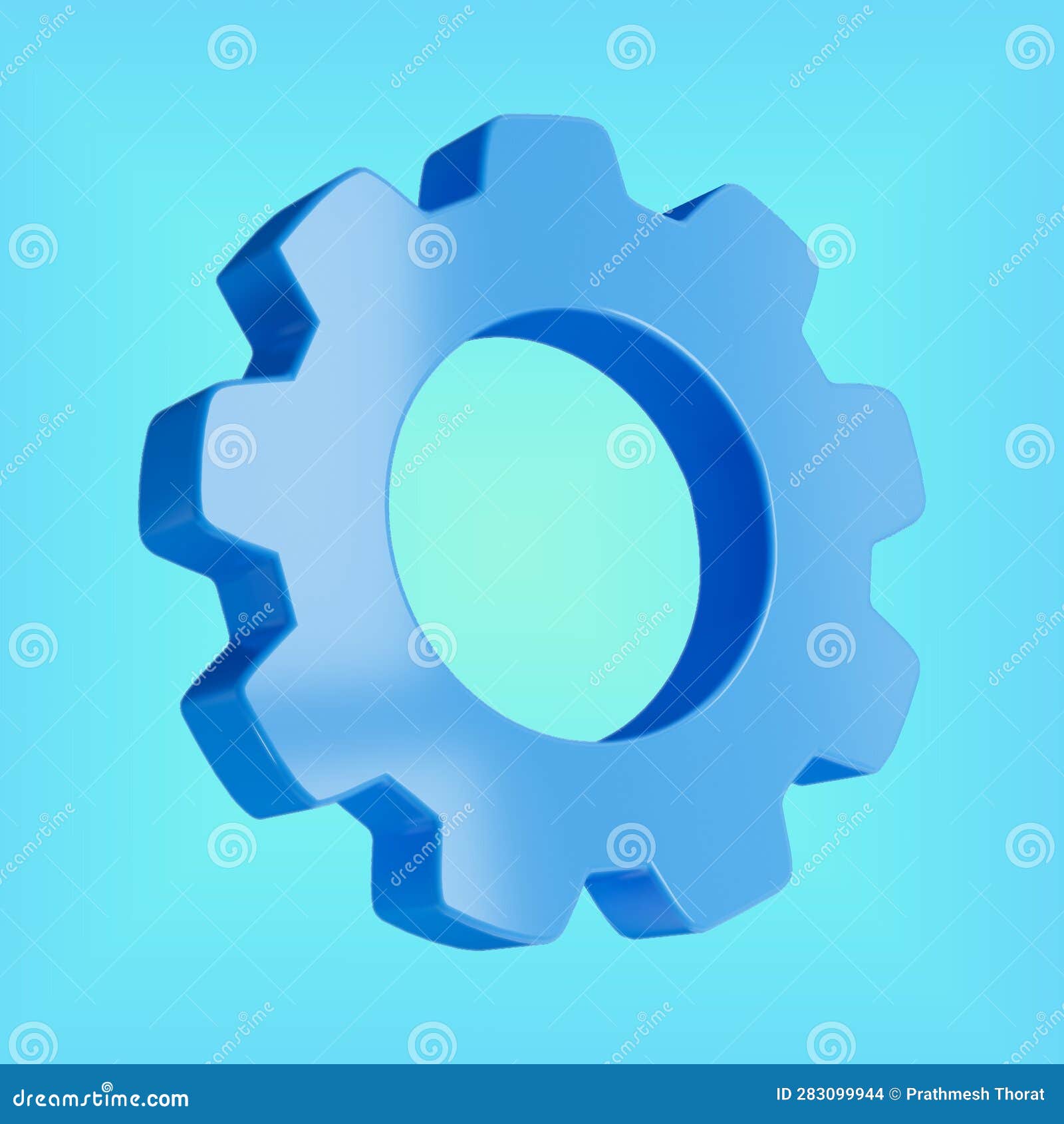 Realistic Gear Sign 3d Illustration Icon on Blue Background Stock ...