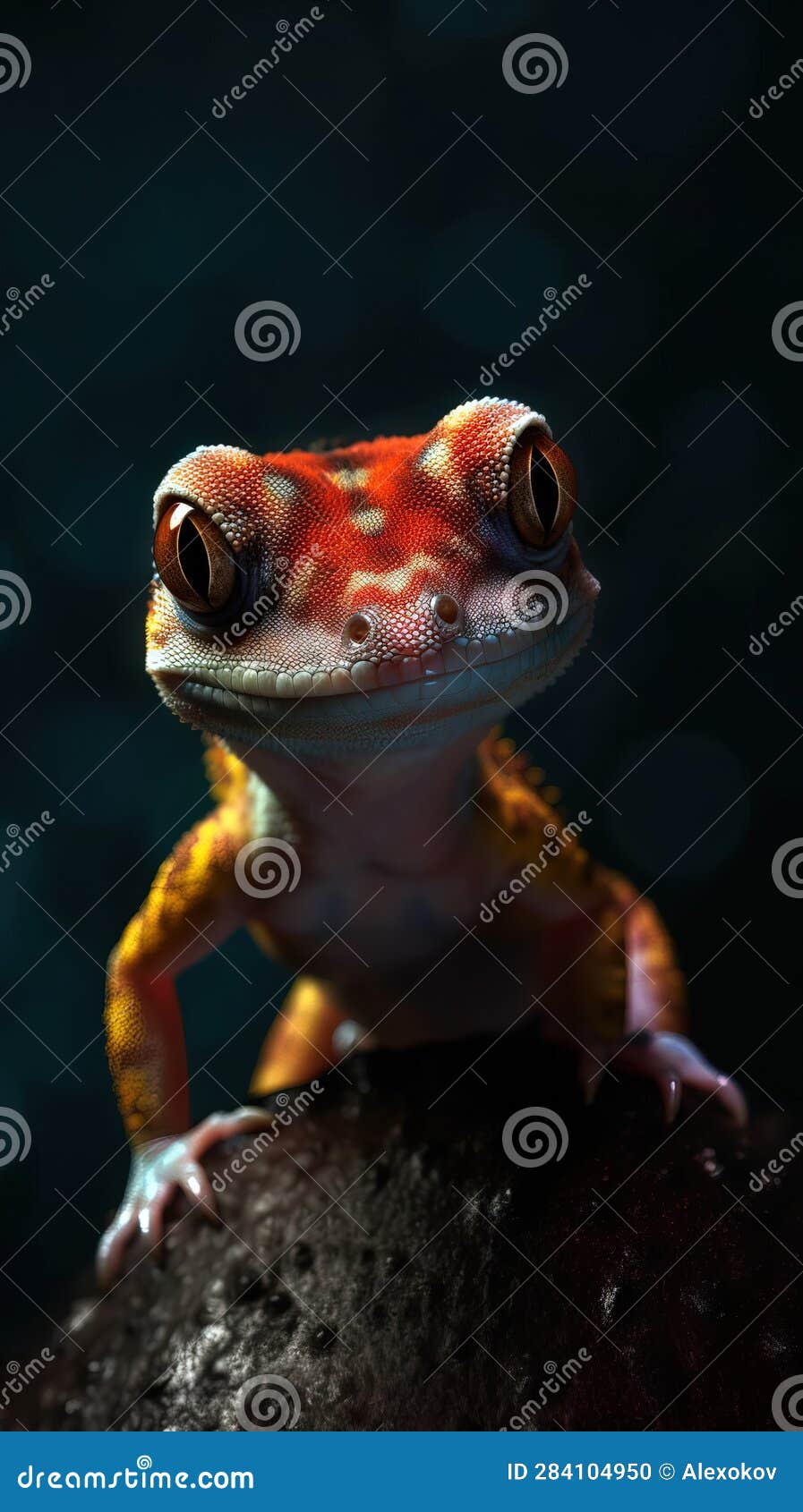 Realistic Gecko on Dark Background. Stock Illustration - Illustration ...