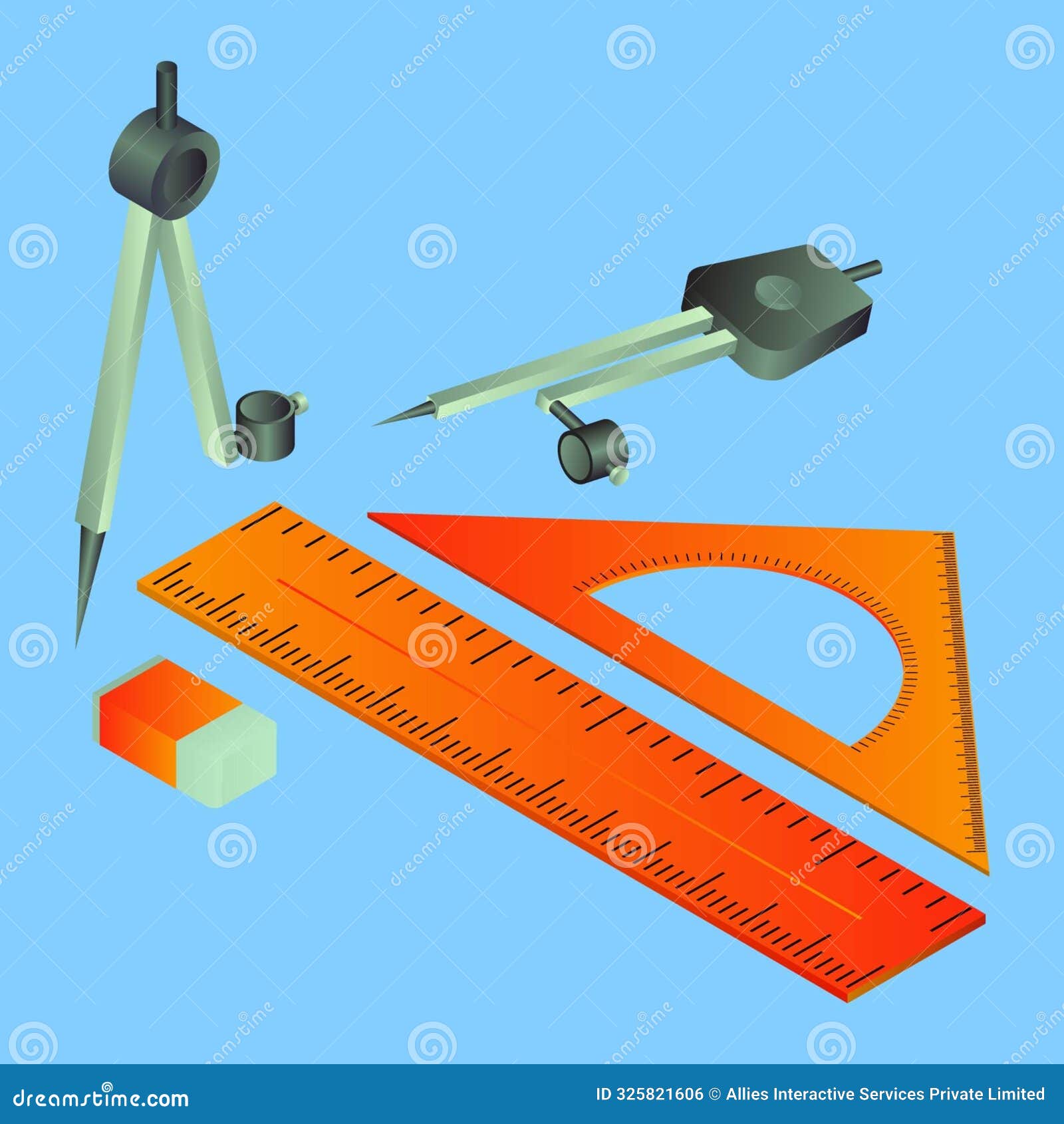 Realistic Geometric Elements Like As Ruler Scale with Triangle ...