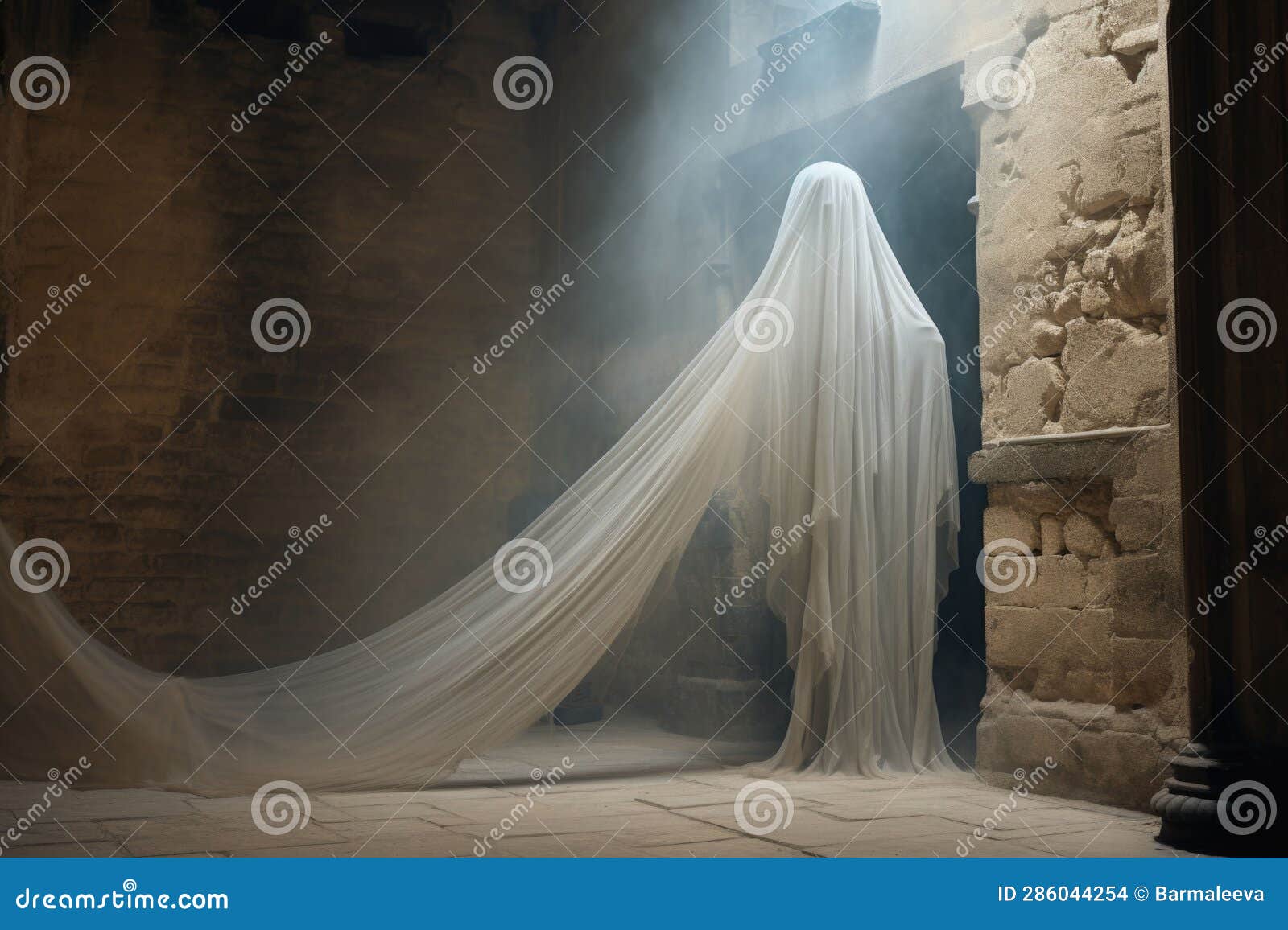 Realistic Ghost, Scary Monster For Halloween. Spooky Phantom, Flying ...