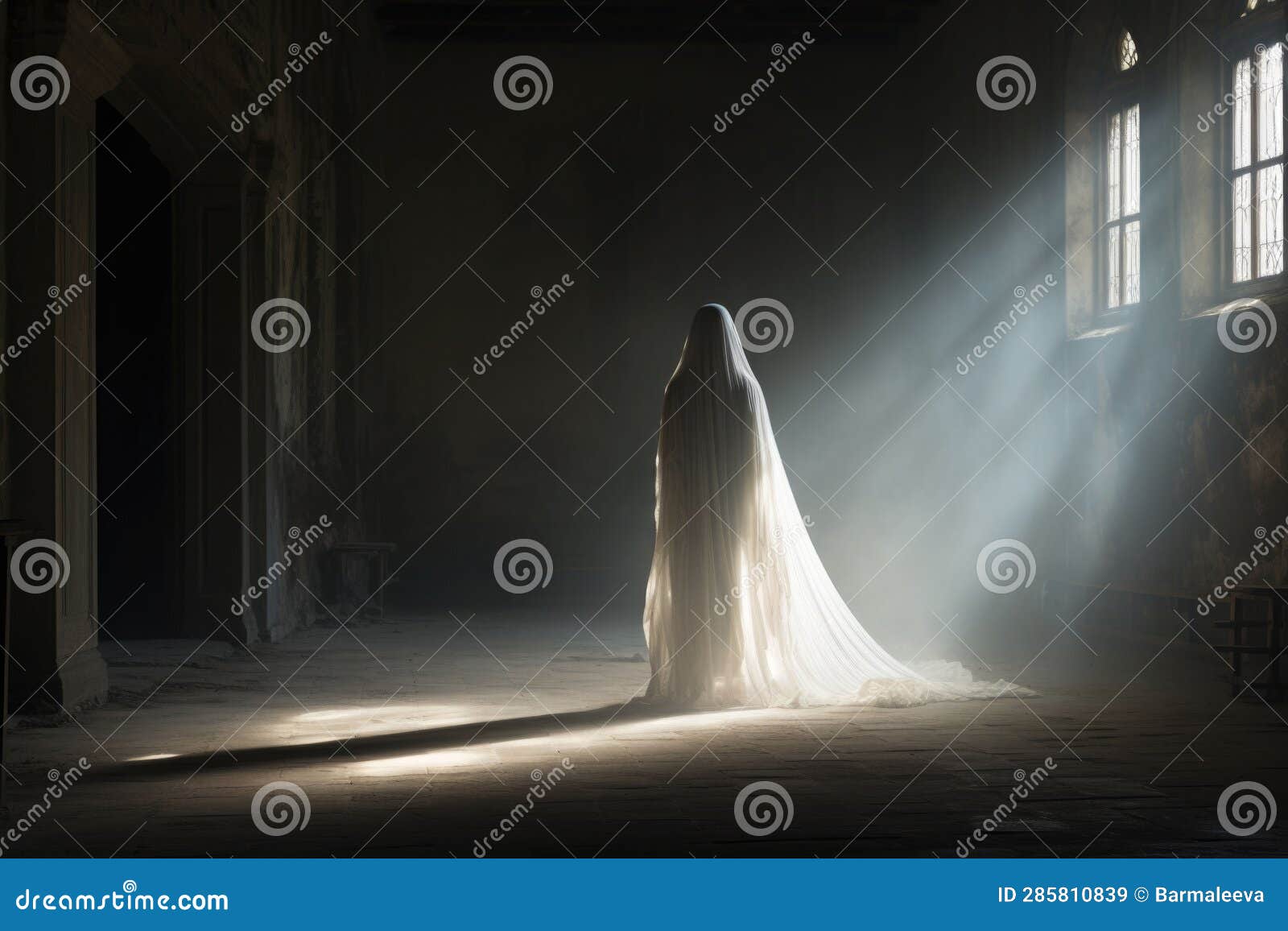 Realistic Ghost, Scary Monster For Halloween. Spooky Phantom, Flying ...