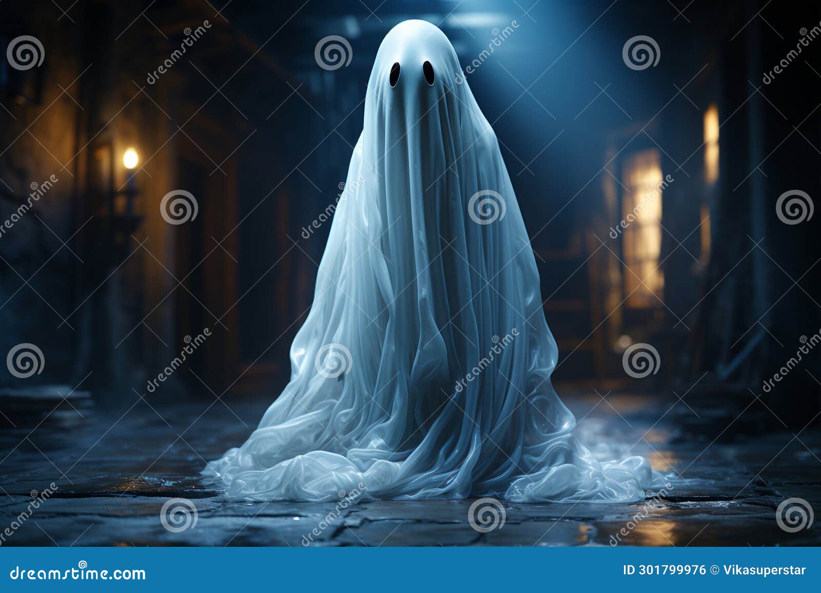 Realistic Ghost, Scary Monster For Halloween. Spooky Phantom, Flying ...