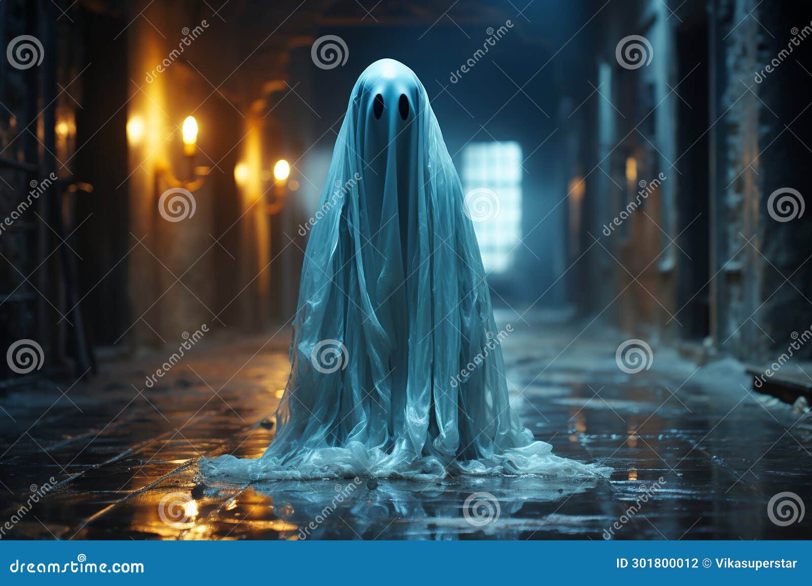 Realistic Ghost, Scary Monster For Halloween. Spooky Phantom, Flying ...