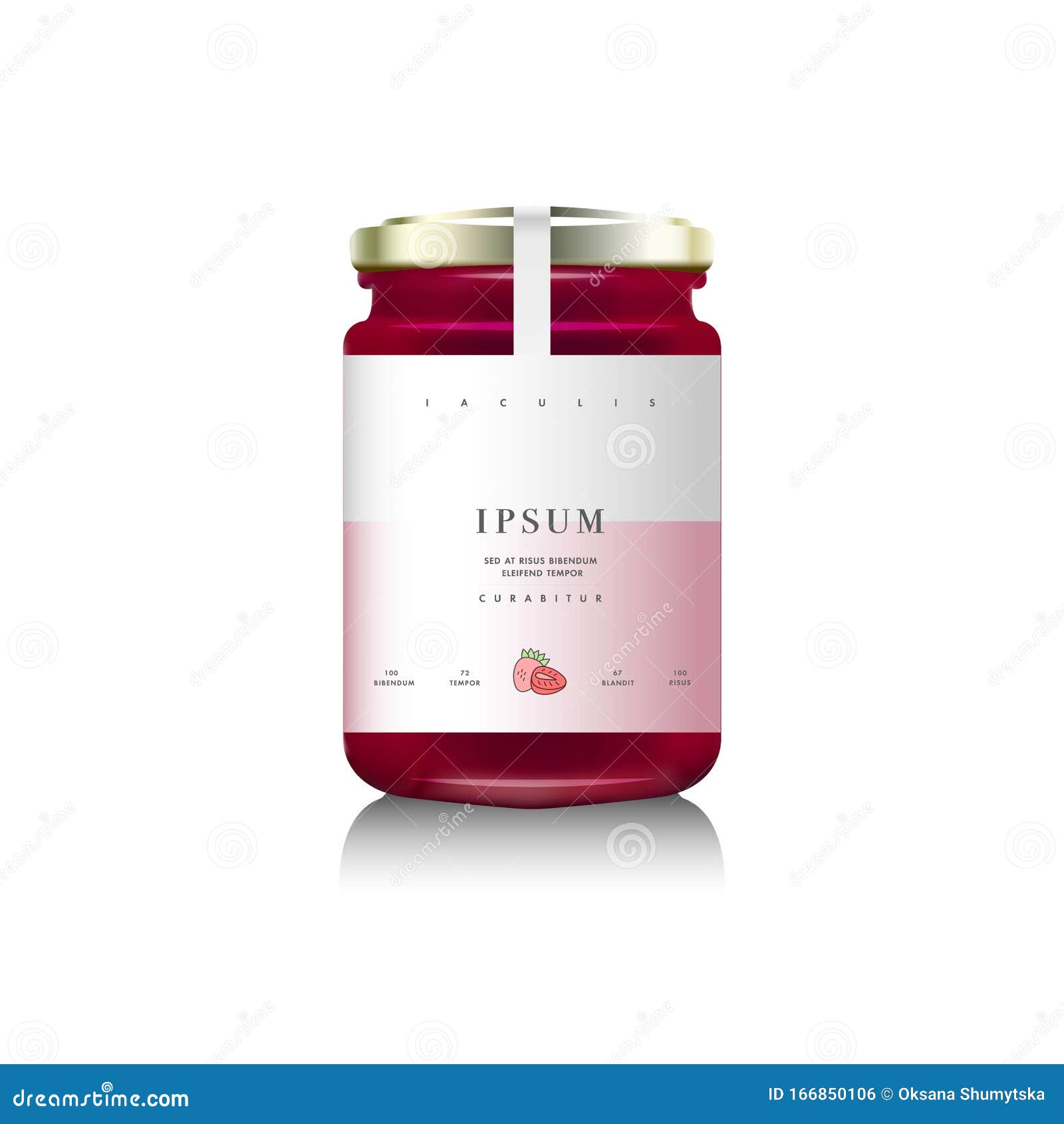 Realistic Glass Bottle Packaging for Fruit Jam. Raspberry or Strawberry ...
