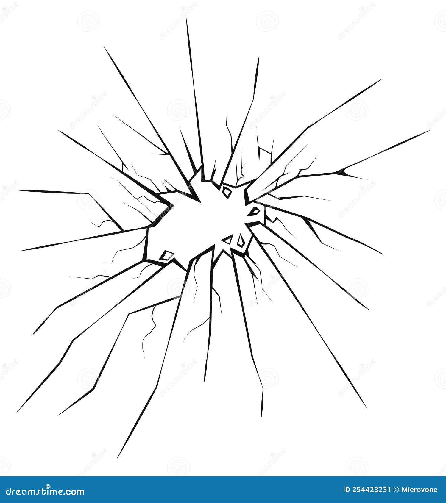 Realistic Glass Cracks. Shatter Sharp Broken Edges Stock Vector ...