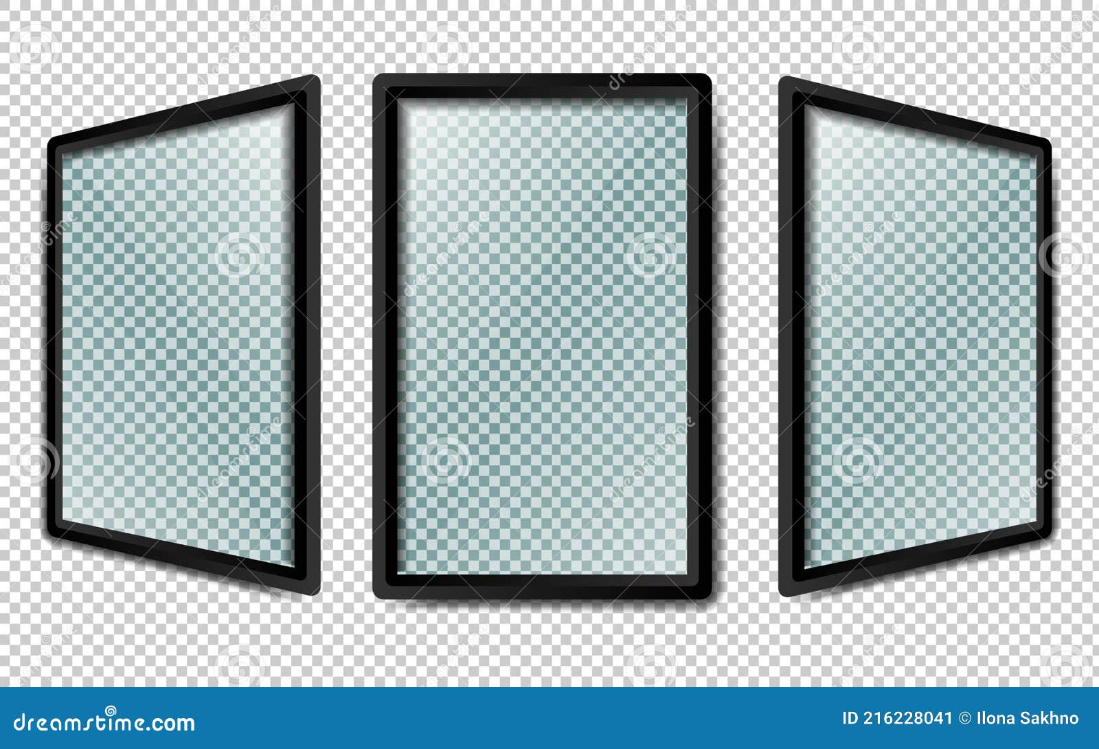Realistic Glass Frames on a Transparent Background. Vector Illustration ...