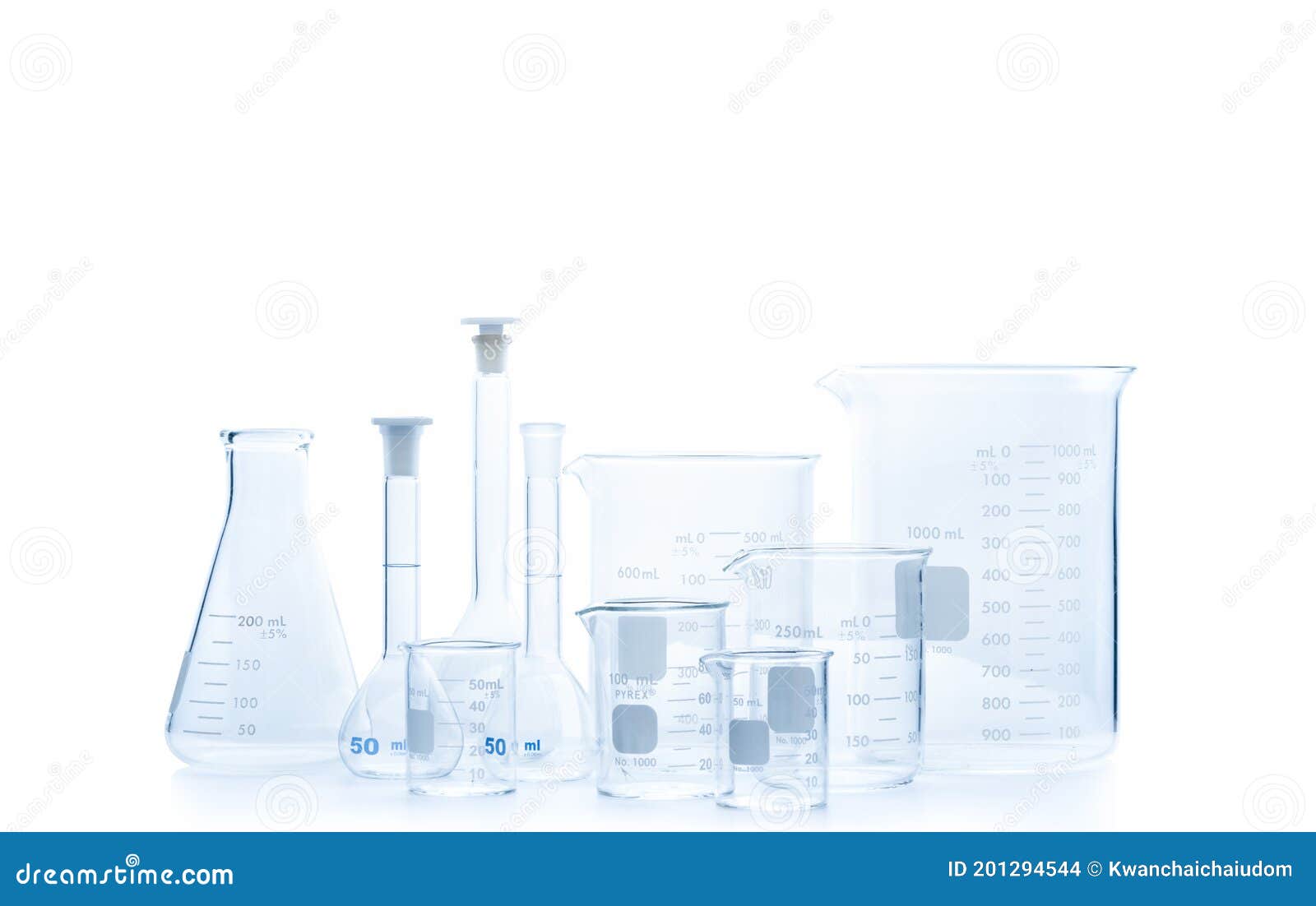 Realistic Glass Laboratory Equipment Set. Flasks and Measuring Beaker ...