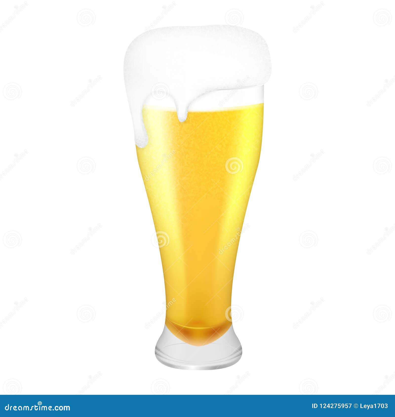 Realistic Glass of Light Refreshing Beer Stock Vector - Illustration of ...