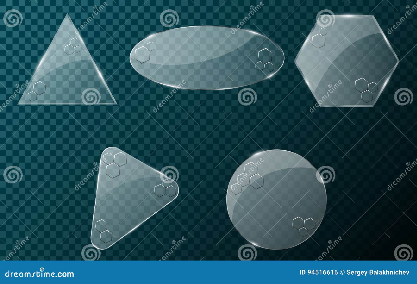 Realistic Glass Objects on a Blue, Transparent Background. a Set of ...
