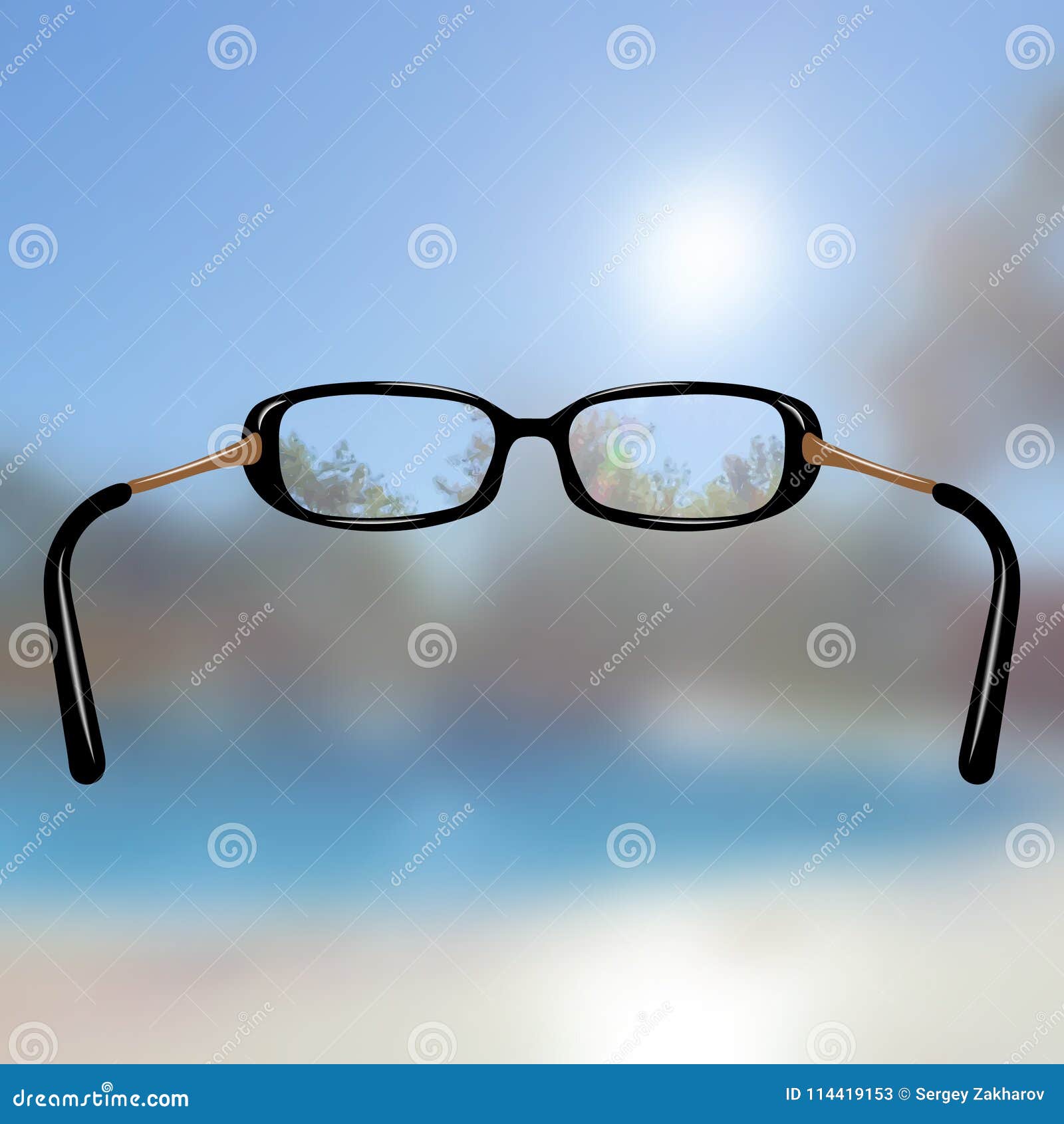 Realistic Glasses for Poor Eyesight. Blurred Image. Focus Effect ...