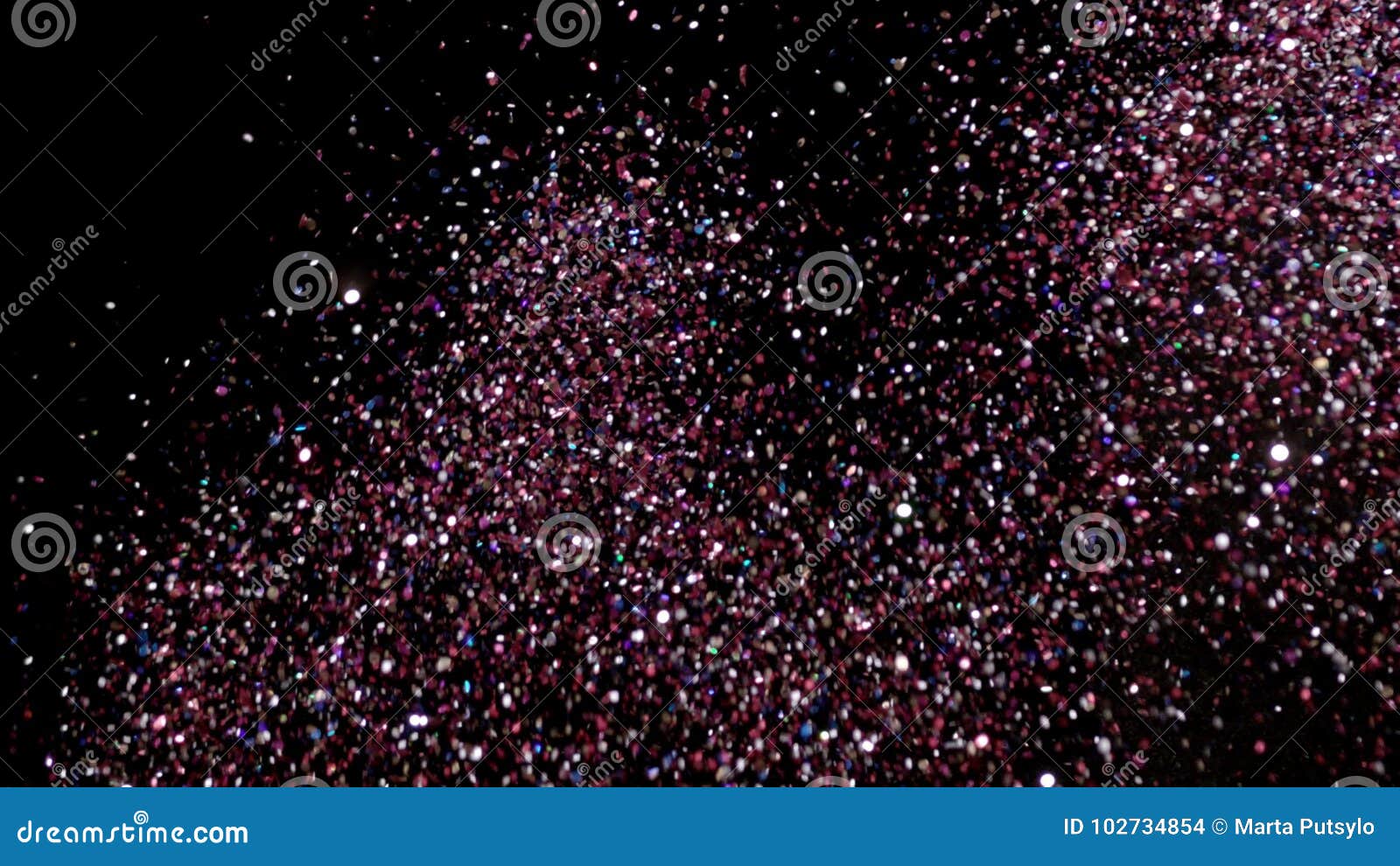 Realistic Glitter Exploding on Black Background. Stock Photo - Image of ...