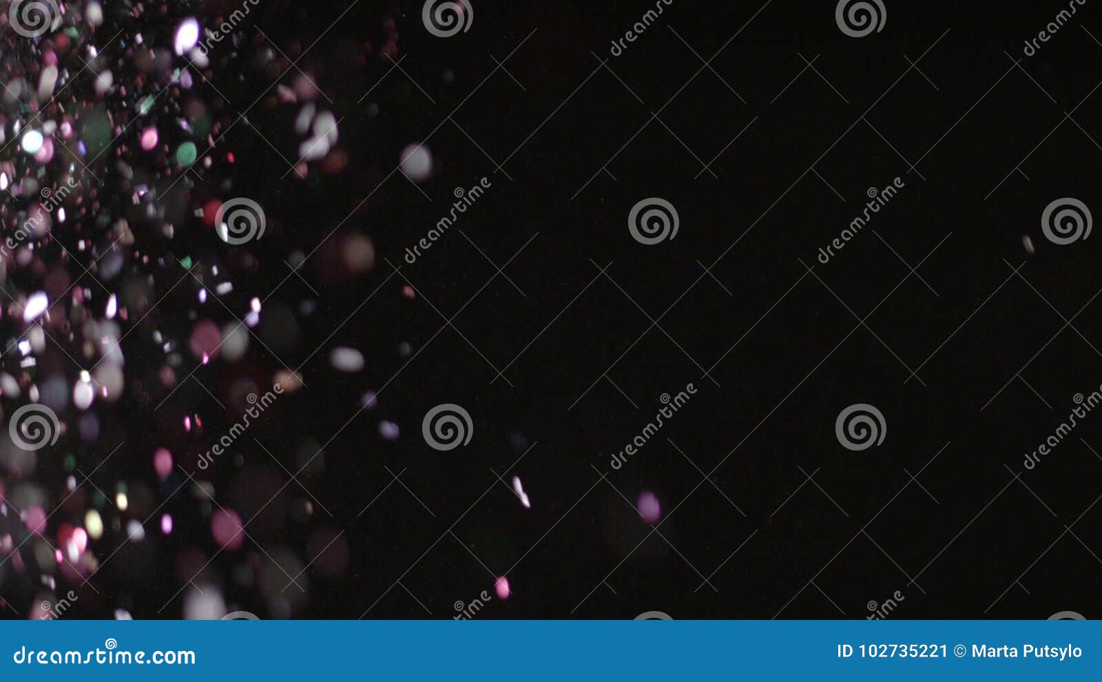 Realistic Glitter Exploding on Black Background. Stock Image - Image of ...