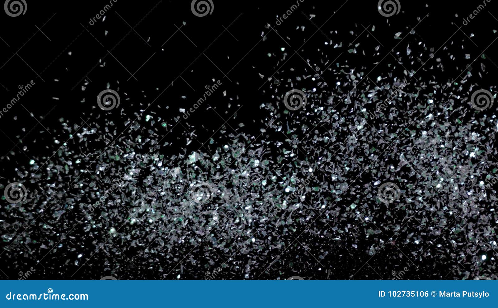 Realistic Glitter Exploding on Black Background. Stock Photo - Image of ...