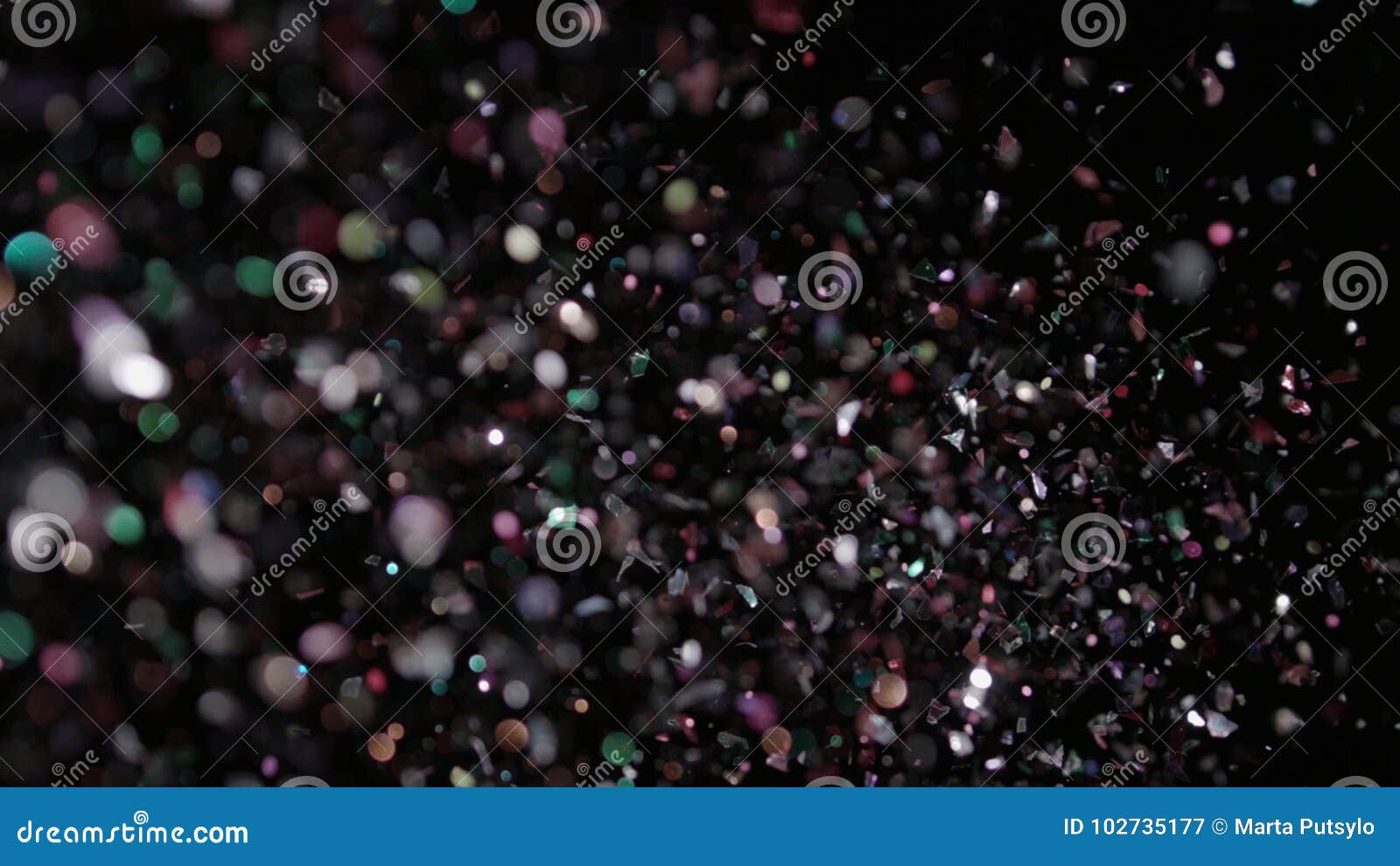 Realistic Glitter Exploding on Black Background. Stock Image - Image of ...