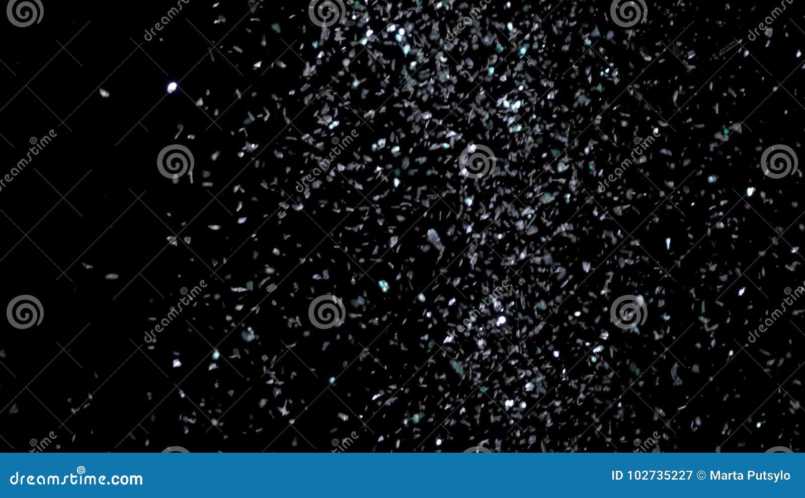 Realistic Glitter Exploding on Black Background. Stock Image - Image of ...
