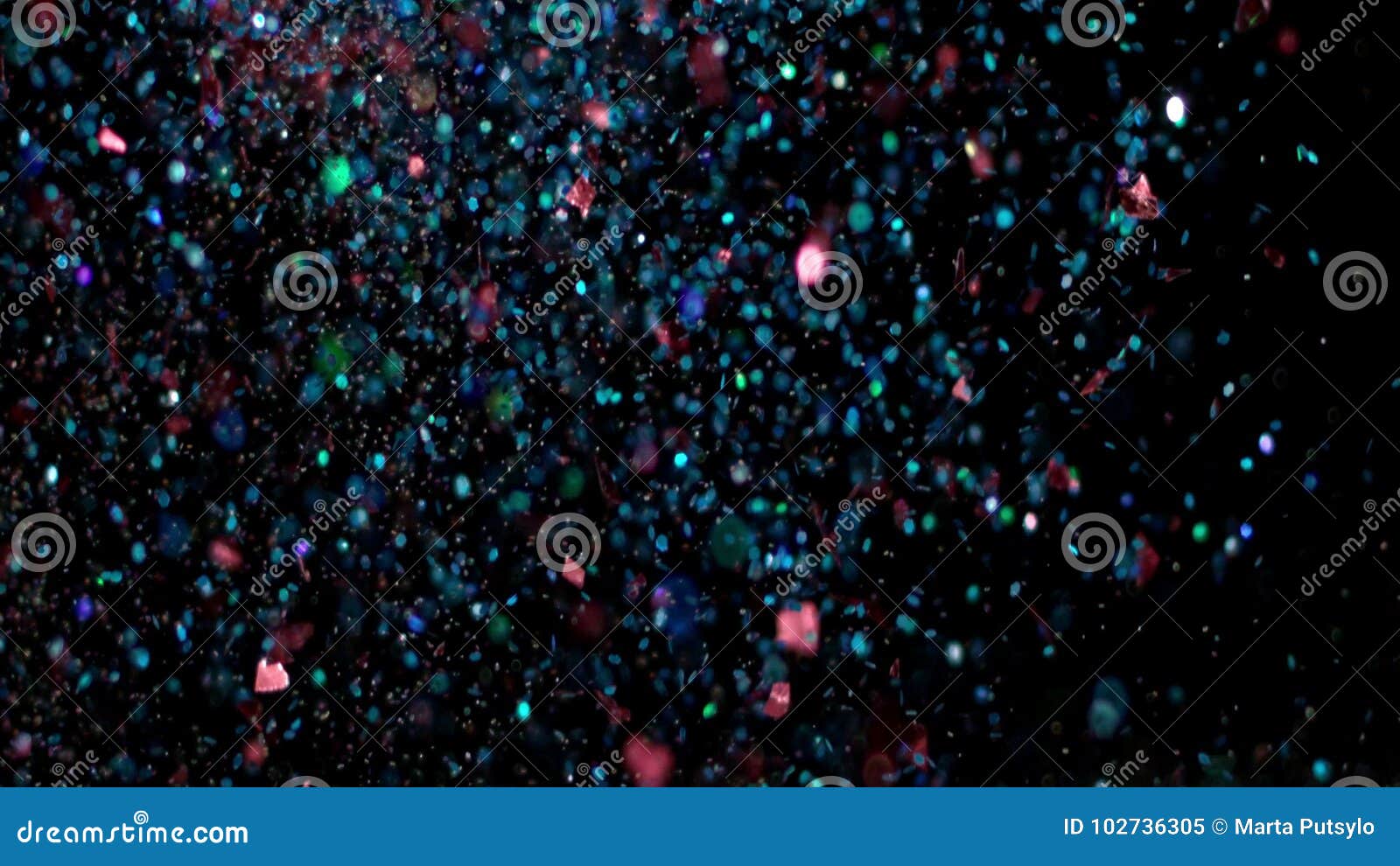 Realistic Glitter Exploding on Black Background. Stock Image - Image of ...